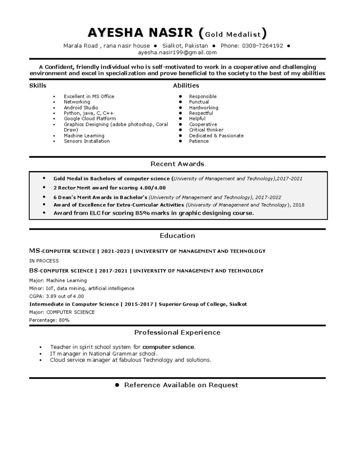 Cv ayesha nasir ali - The next task is to modify the shell interface program so that it provides ...
