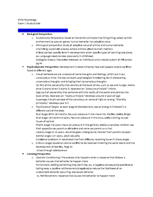 Psych Chapter 3 - notes - Chapter 13 Social and Emotional Development ...