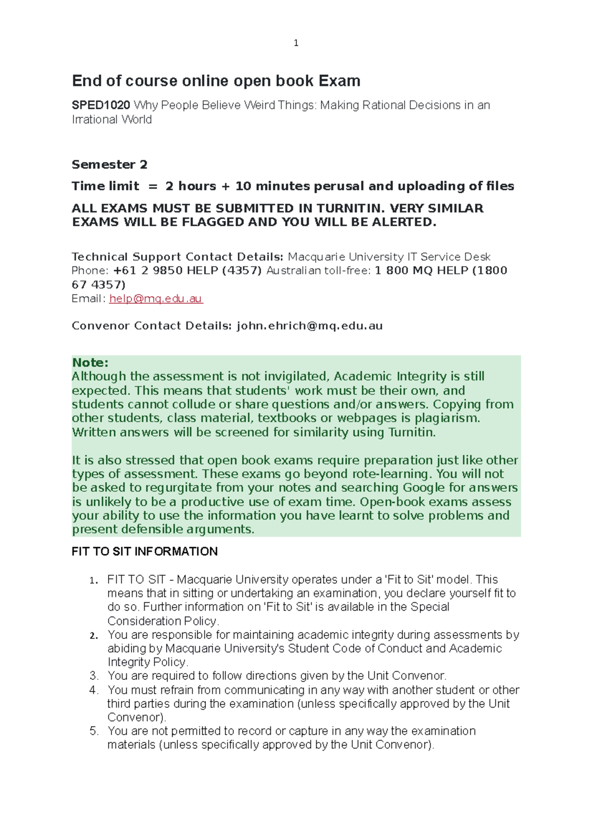 Handout 1 Sample exam questions (2021) student version - SPED102 - MQ ...