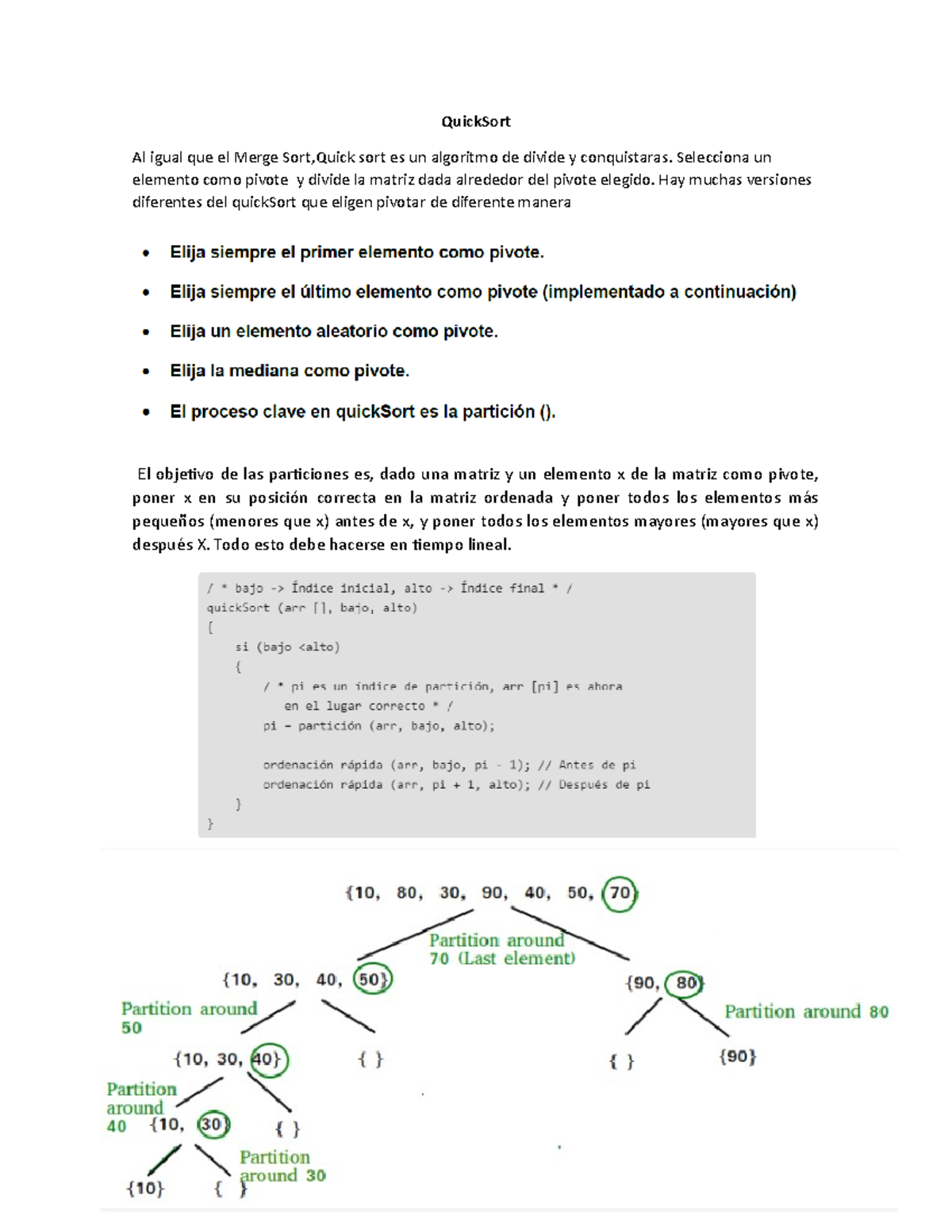 Quick Sort - QuickSort Al igual que el Merge Sort,Quick sort es un ...