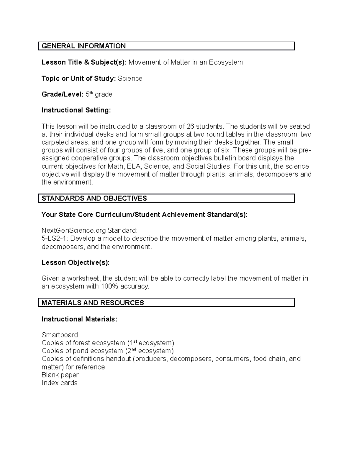 C133 full paper from start to finish - GENERAL INFORMATION Lesson Title ...