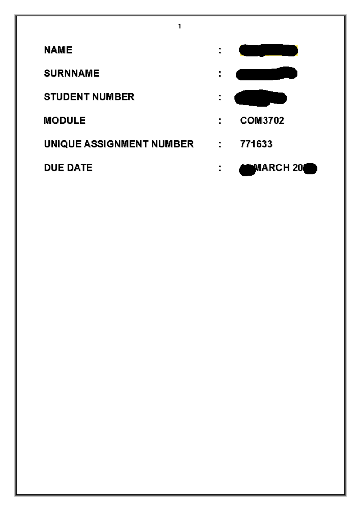 COM3702 Assignment 1 - NAME : NOMFUNDO SURNNAME : BUTHELEZI STUDENT NUMBER : 12439339 MODULE ...