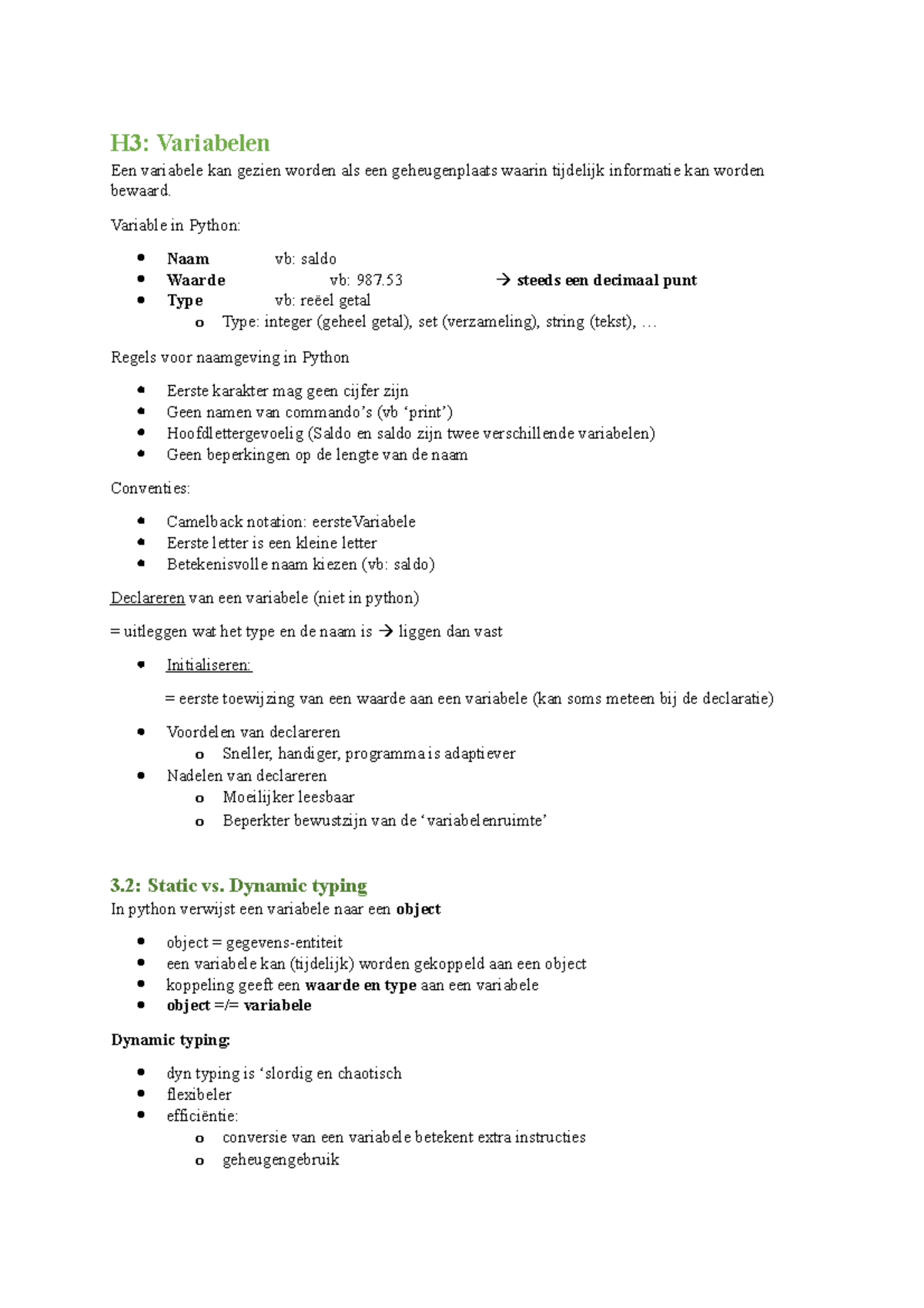H3 variabelen programmeren - H3: Variabelen Een variabele kan gezien ...