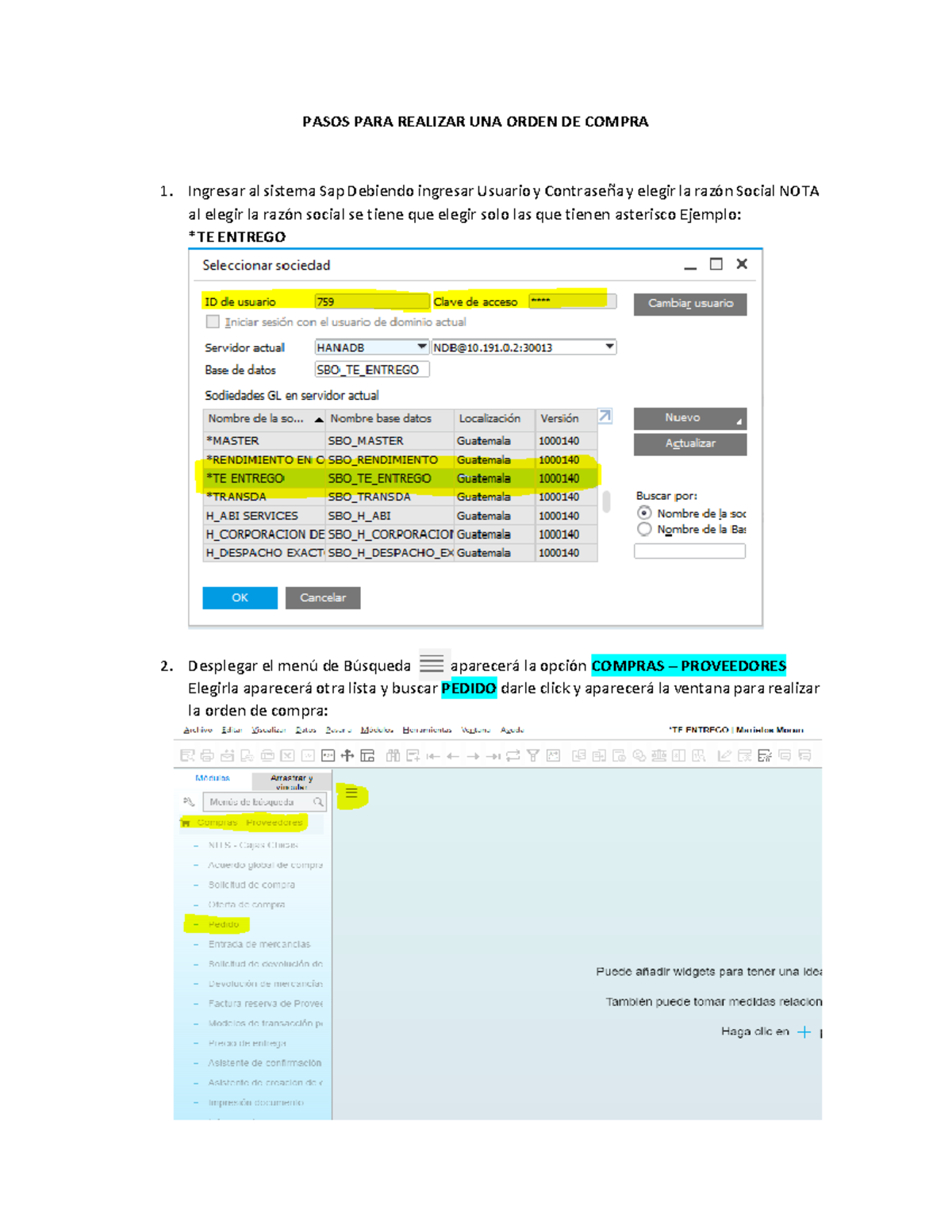 Pasos PARA Realizar UNA Orden DE Compra SAP - PASOS PARA REALIZAR UNA ...