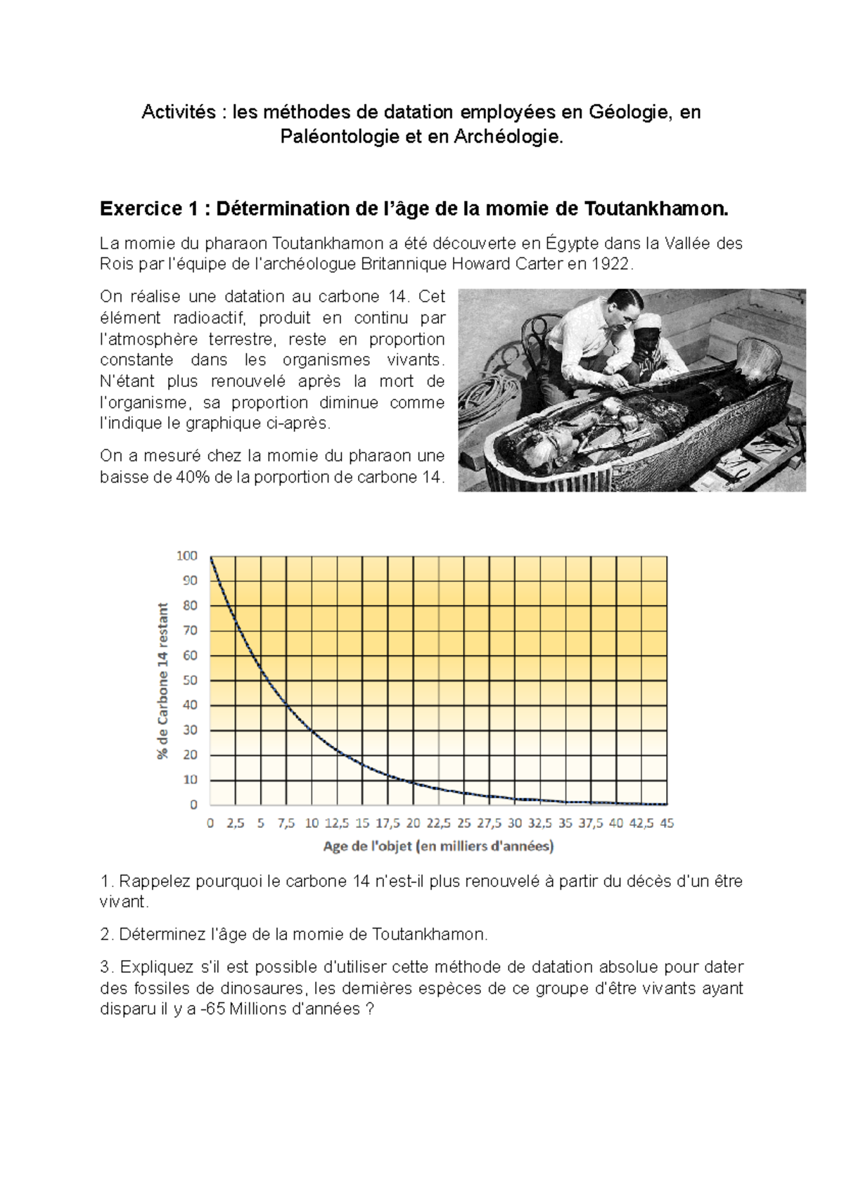 Activités datation absolue - Activités : les méthodes de datation ...