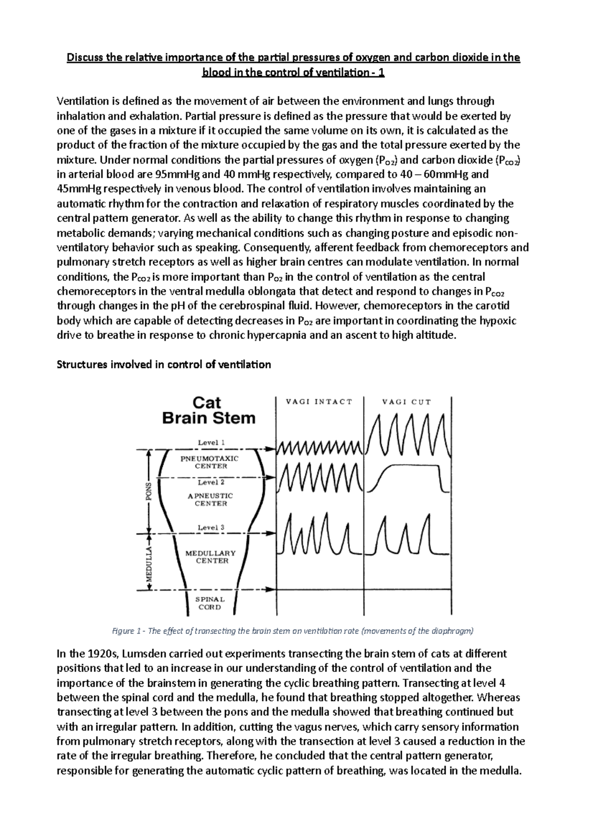 Discuss the relative importance of the partial pressures of oxygen and ...