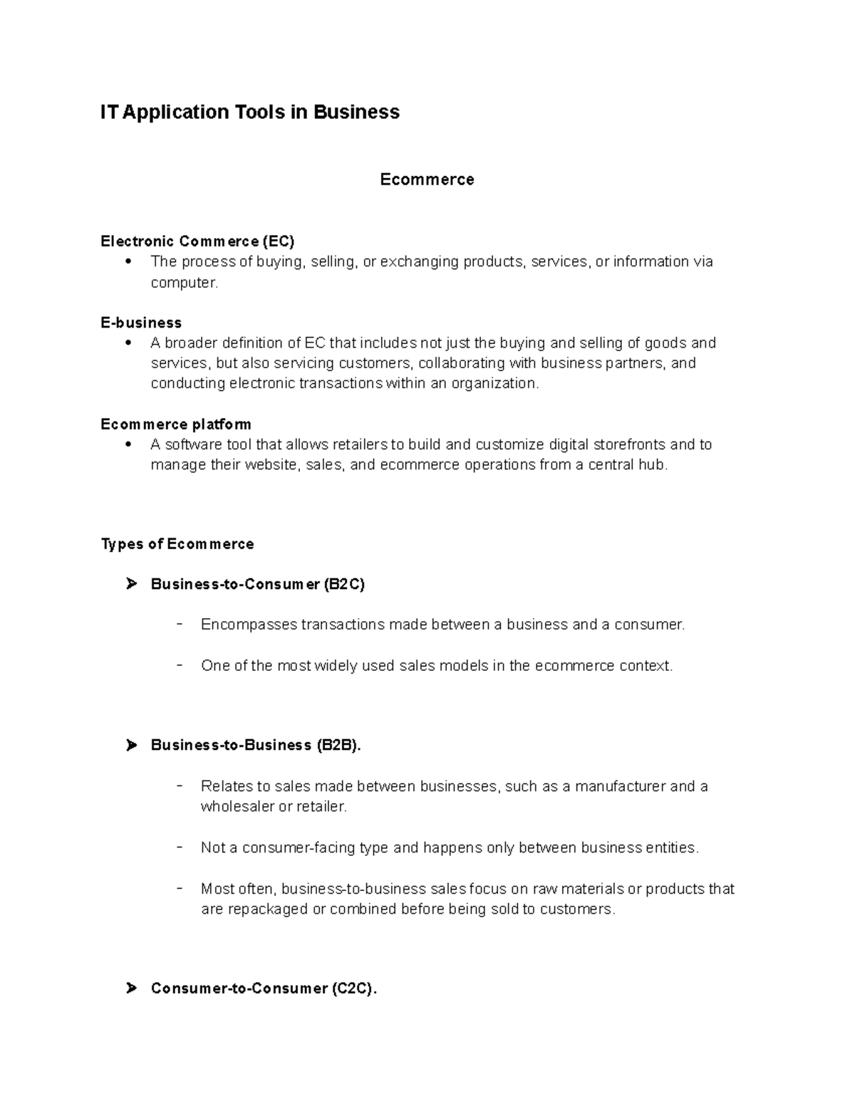 IT Application Tools in Business- ECommerce - IT Application Tools in ...