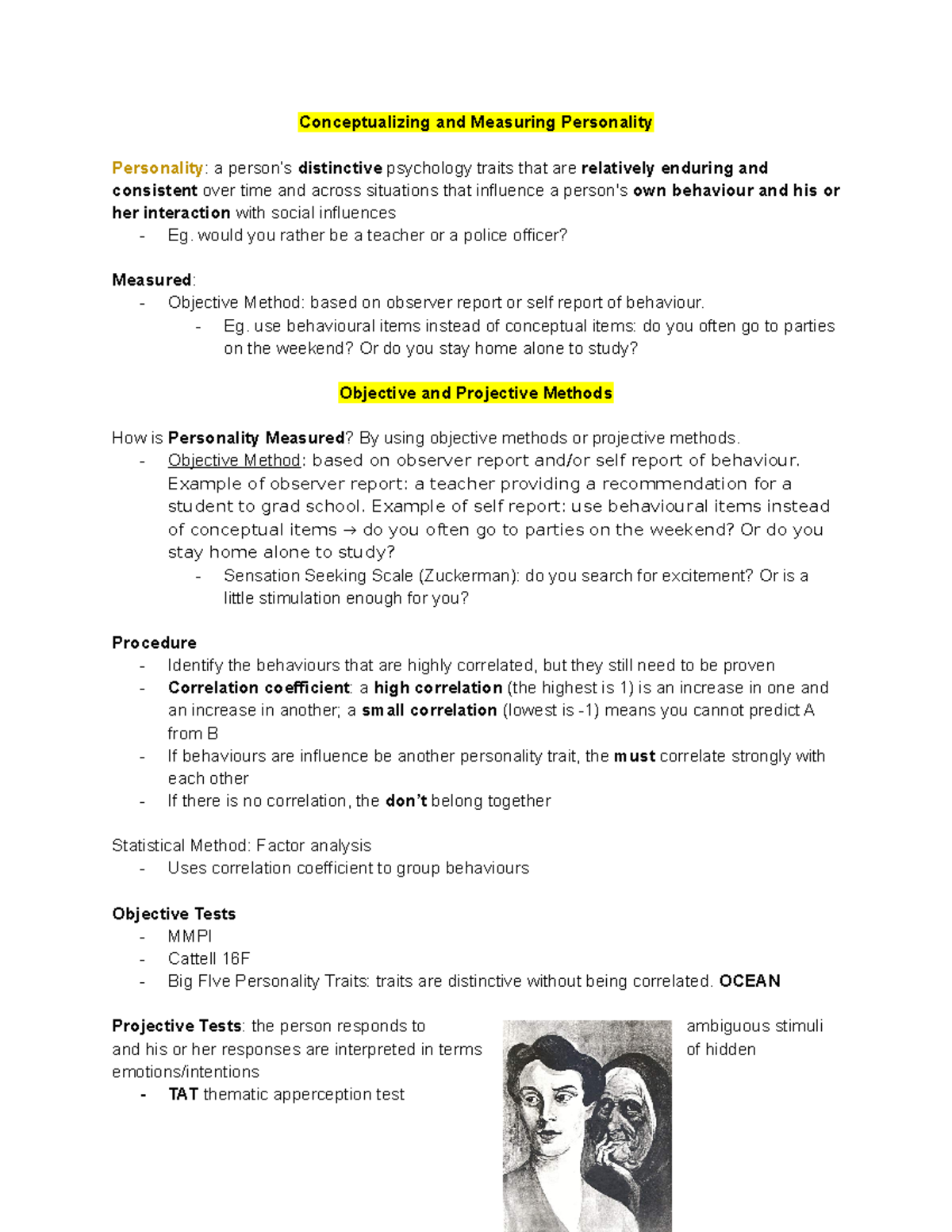 Personality and Adjustment Midterm review - Conceptualizing and ...