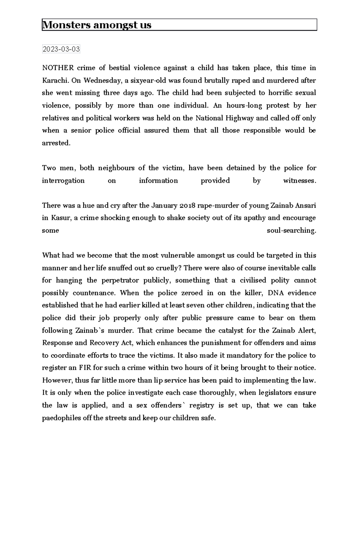 Editorials mix - Did M. A in English Linguistics - Monsters amongst us ...