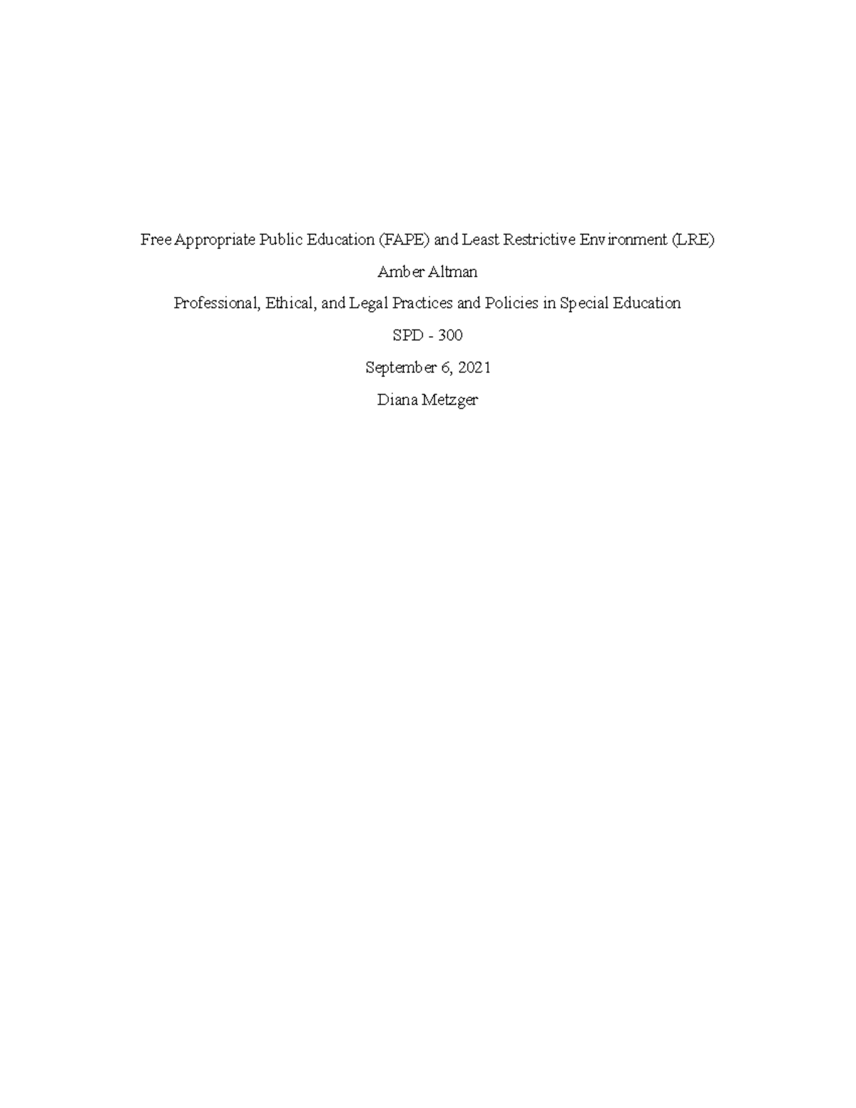 Free Appropriate Public Education (FAPE) and Least Restrictive ...