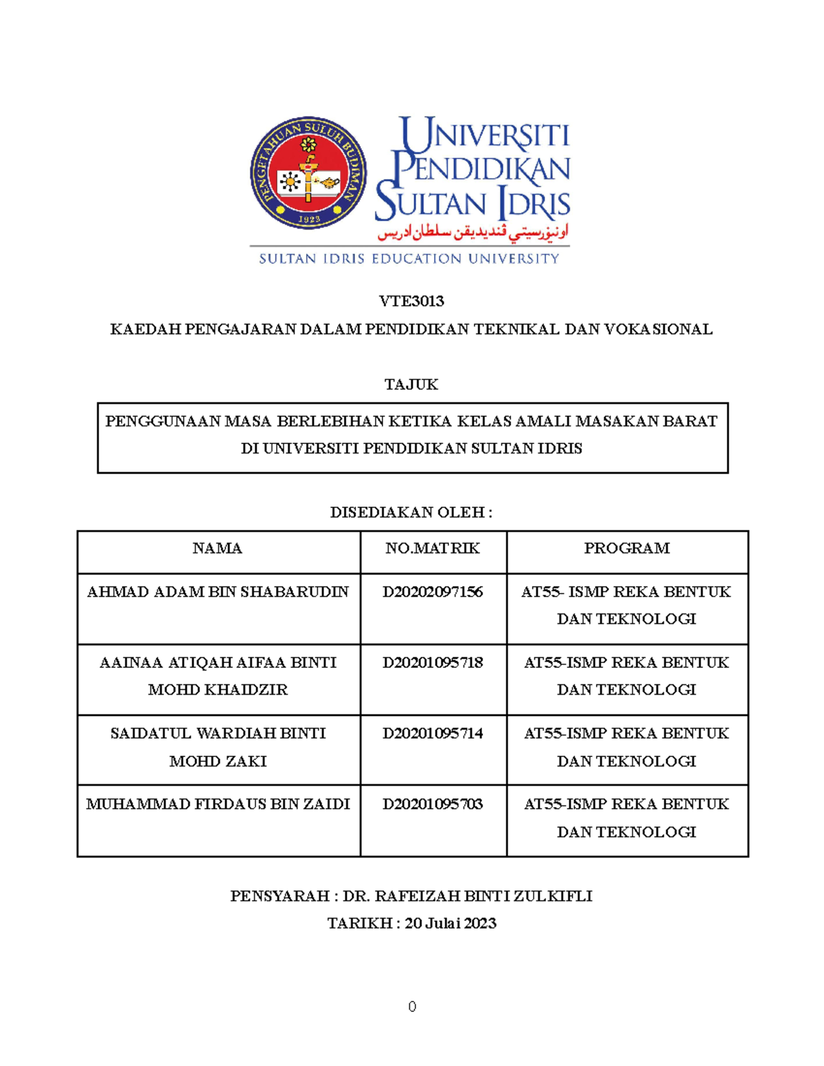 Kajian Tindakan - VTE KAEDAH PENGAJARAN DALAM PENDIDIKAN TEKNIKAL DAN ...