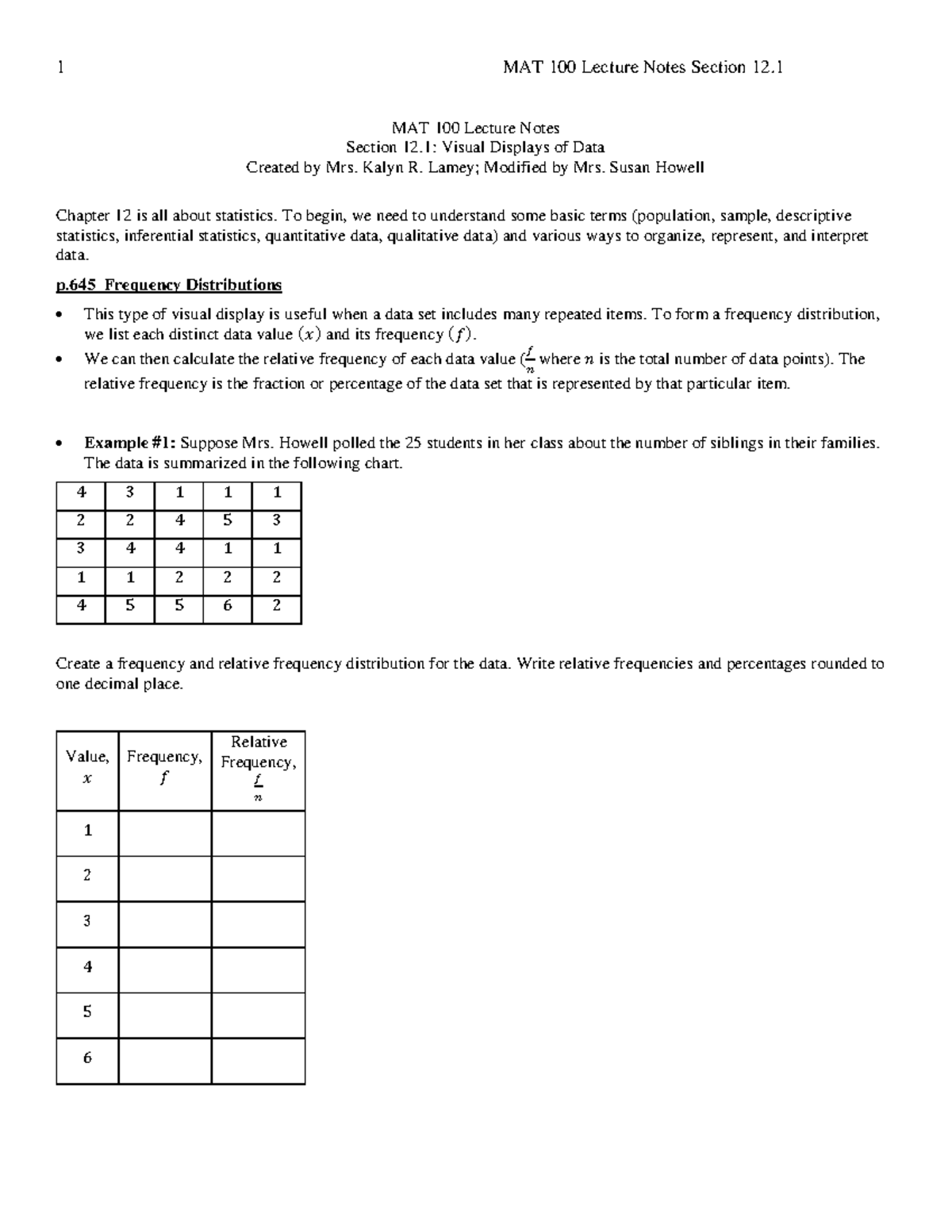 MAT 100 Lecture Notes 12 - 1 MAT 100 Lecture Notes Section 12 MAT 100 ...