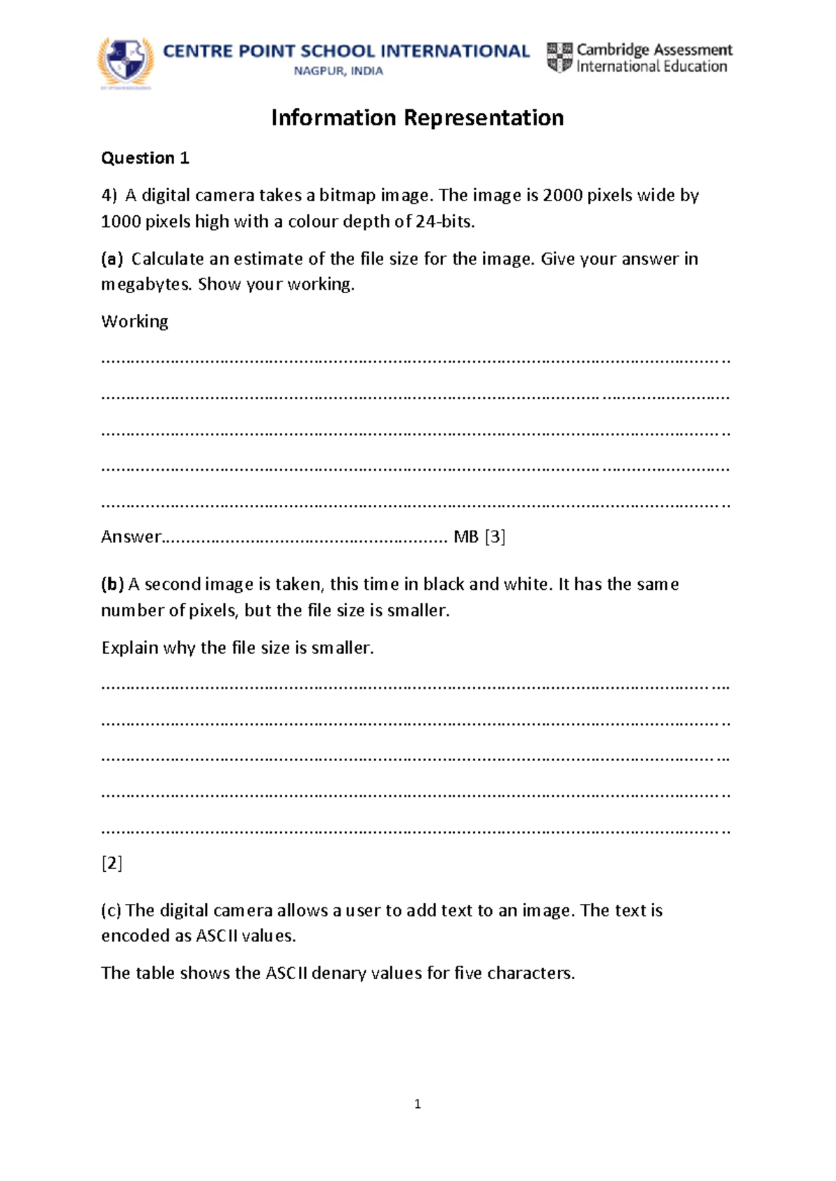 Chapter 1 - Topical Past Paper Questions - Information Representation ...