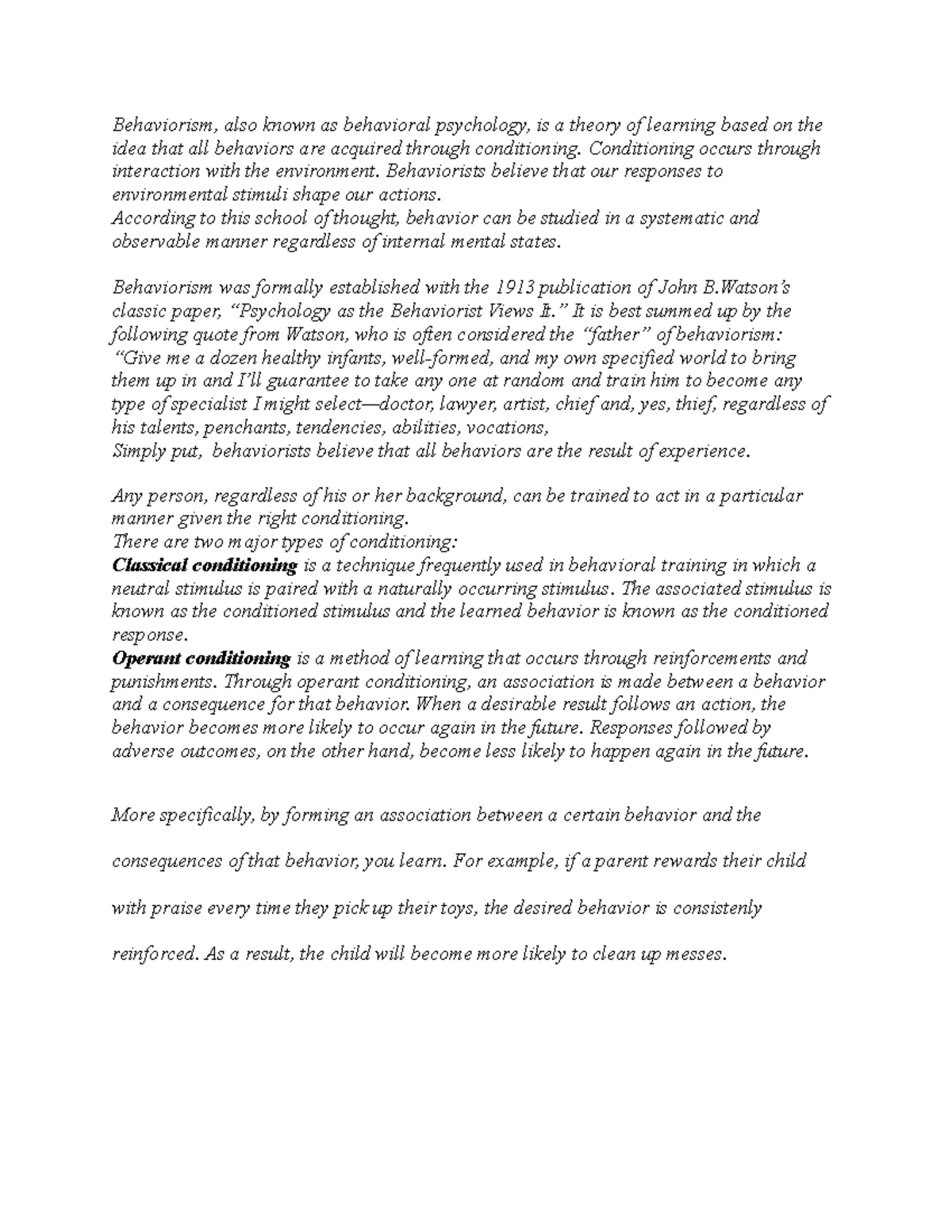 Behaviorism - HỌC - Behaviorism, also known as behavioral psychology ...