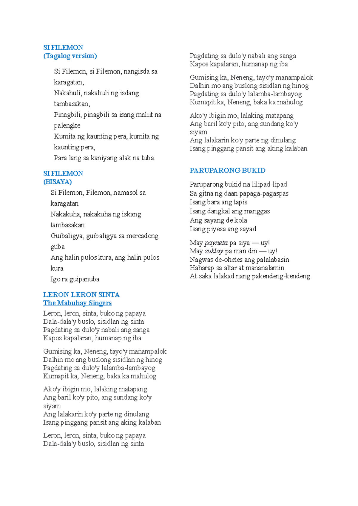 TERM 3 FOLK Songs - Wesleyan University-Philippines Academic year 2021 ...