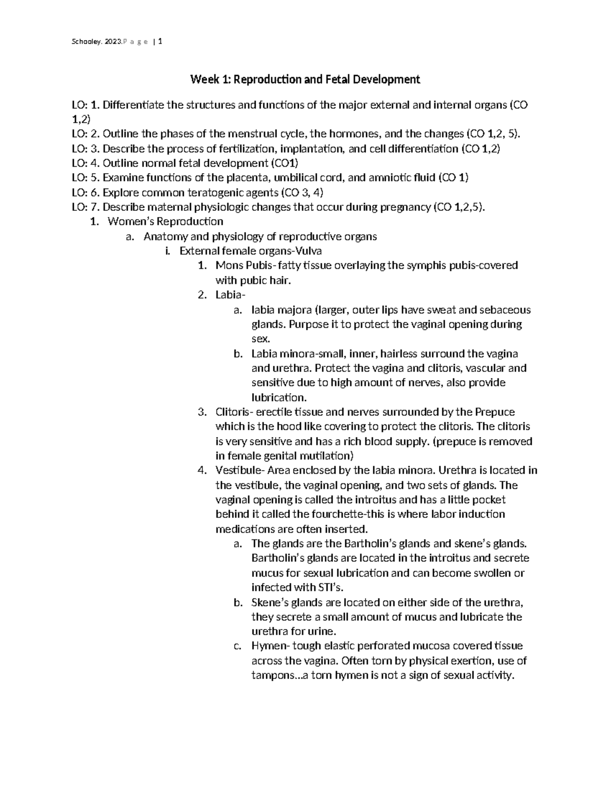 Lecture 1 Outline. Antepartum my copy - Week 1: Reproduction and Fetal ...