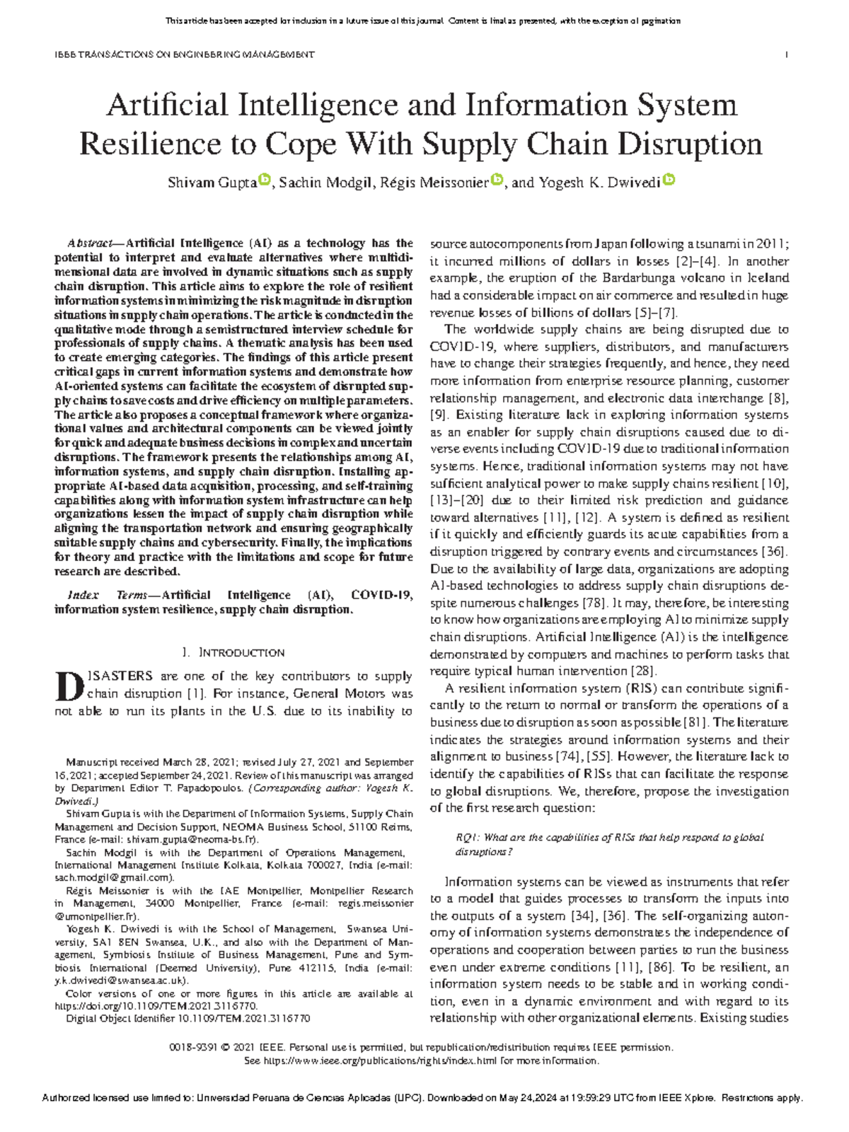 Artificial Intelligence and Information System Resilience to Cope With ...