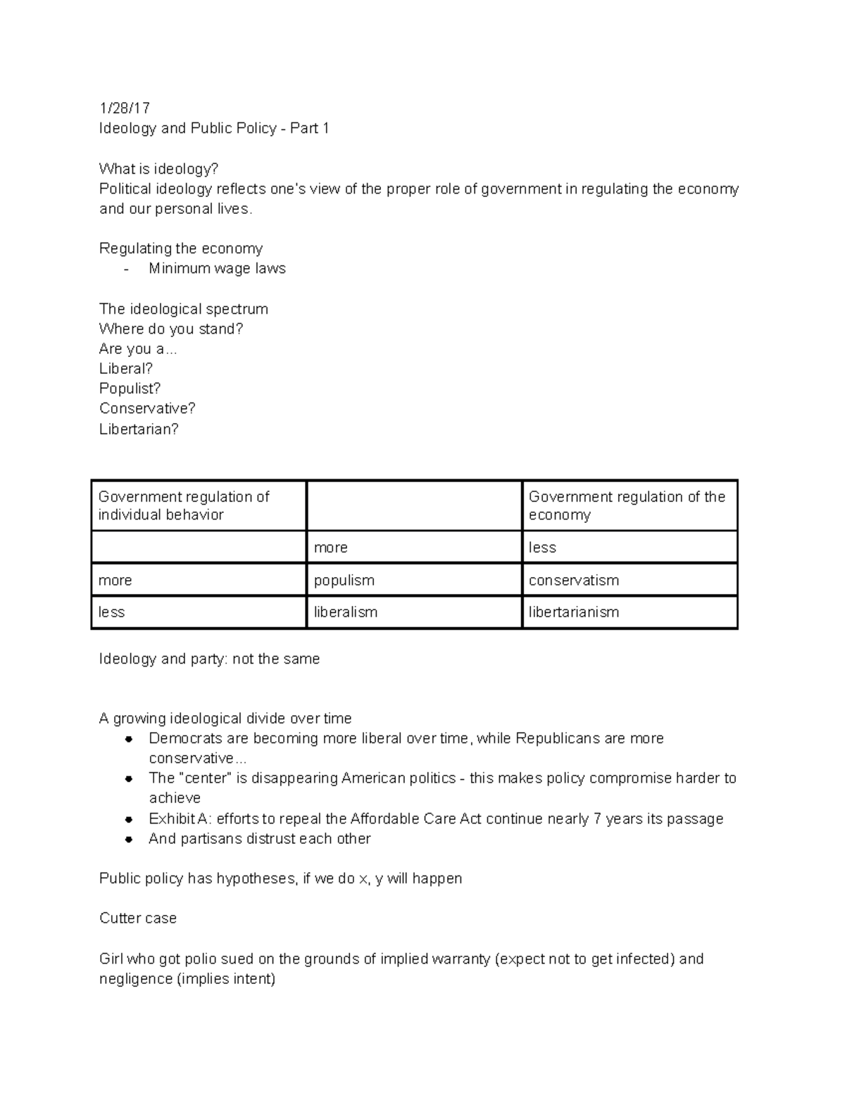 Public policy lectures - 1/28/ Ideology and Public Policy - Part 1 What ...