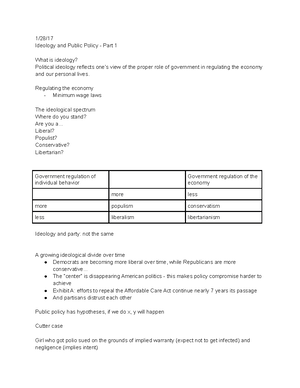 Intro to Public Policy Notes Part 1 - Thursday, September 6th: -What is ...