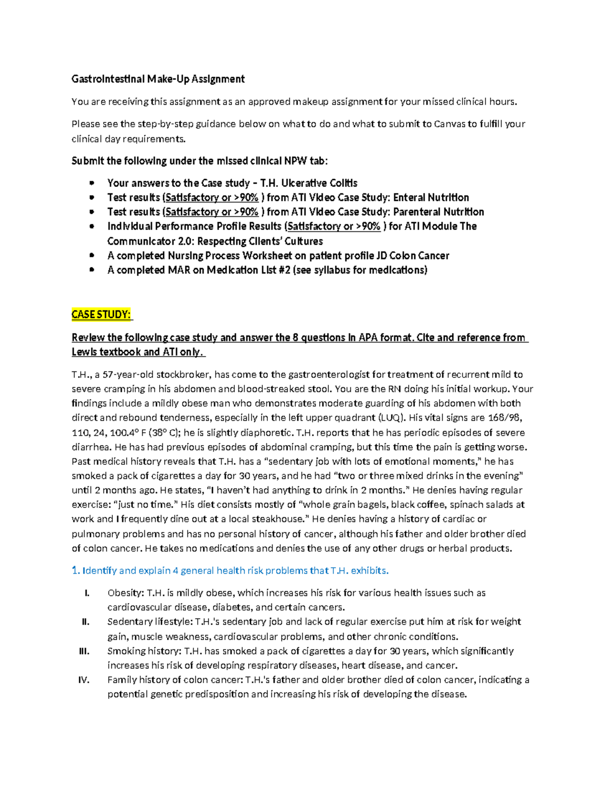 2 Gastrointestinal Makeup Assignment - 121L - Gastrointestinal Make-Up ...