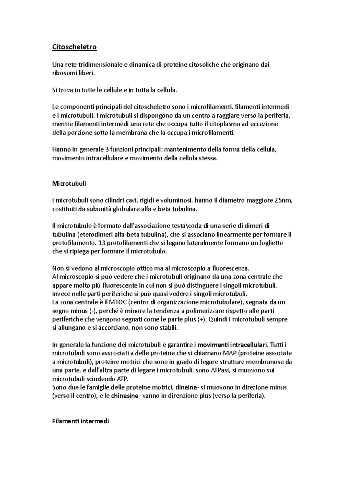 Cito+isto - Citoscheletro Una rete tridimensionale e dinamica di ...