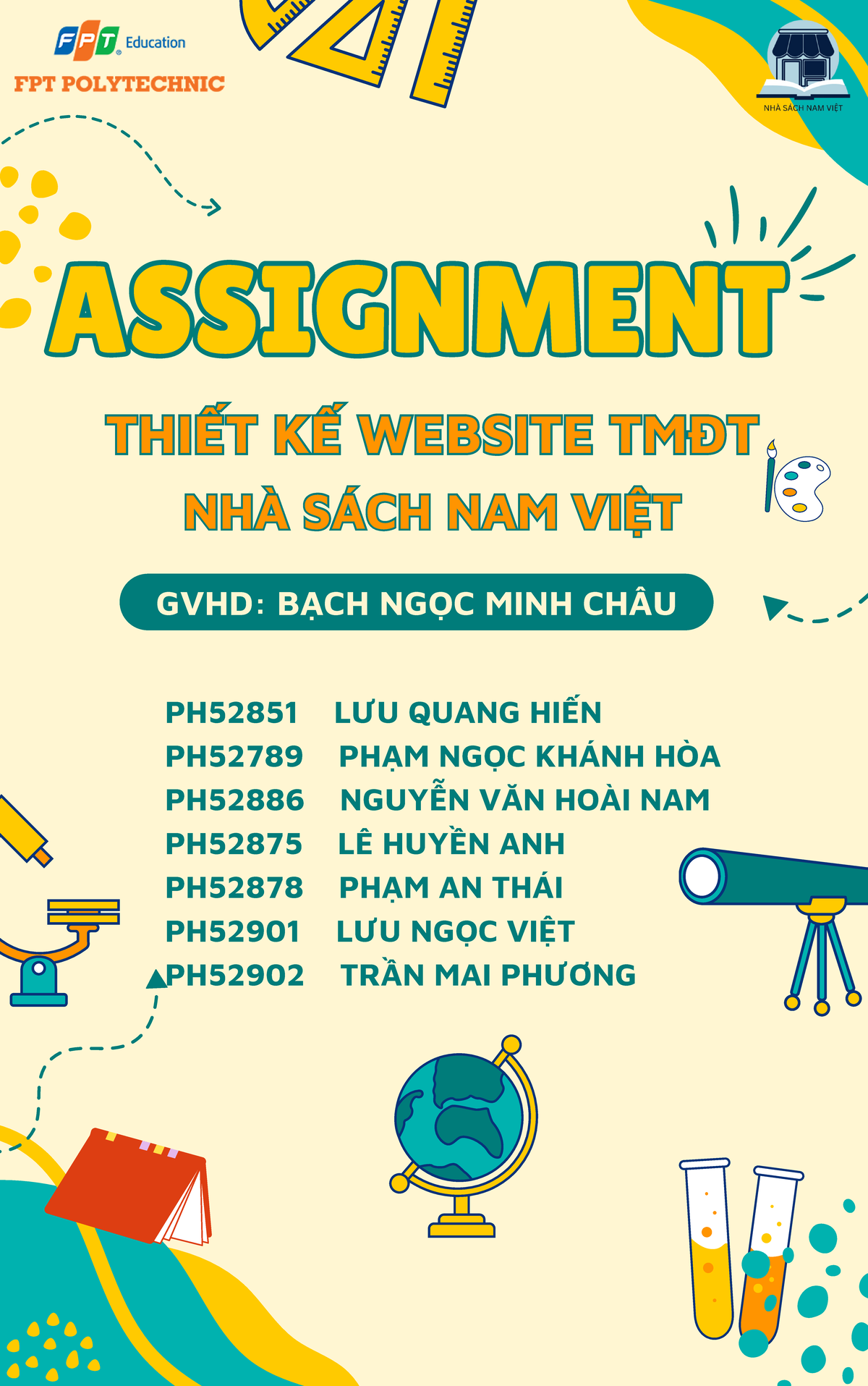 Blue Orange Illustration My Daily Routine Book Cover - Toán đại - GVHD ...