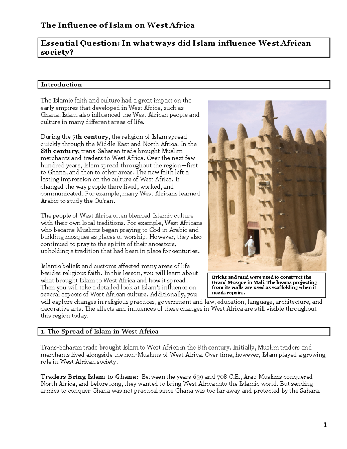17 - TCI Influence africa The Influence of Islam on West Africa copy 2 ...