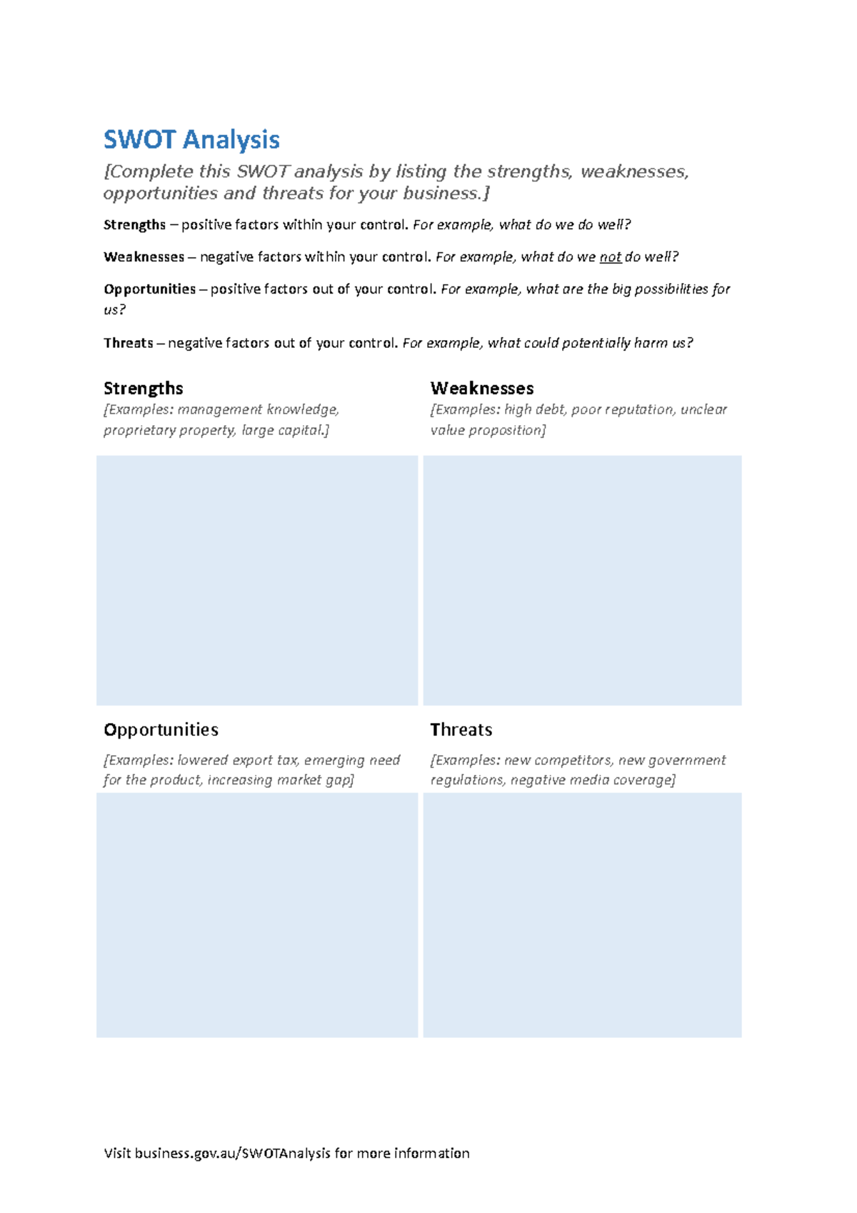 SWOT template - good - Studocu