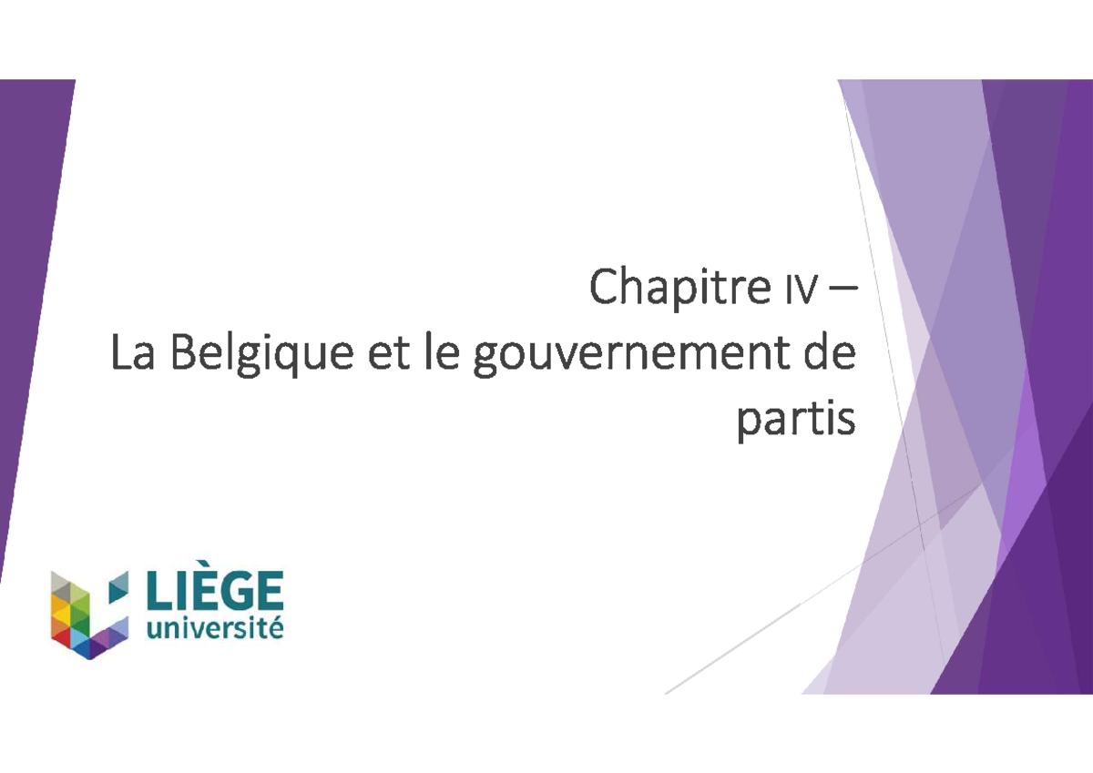1e.Chapitre IV – La Belgique et le gouvernement de partis PPT ...
