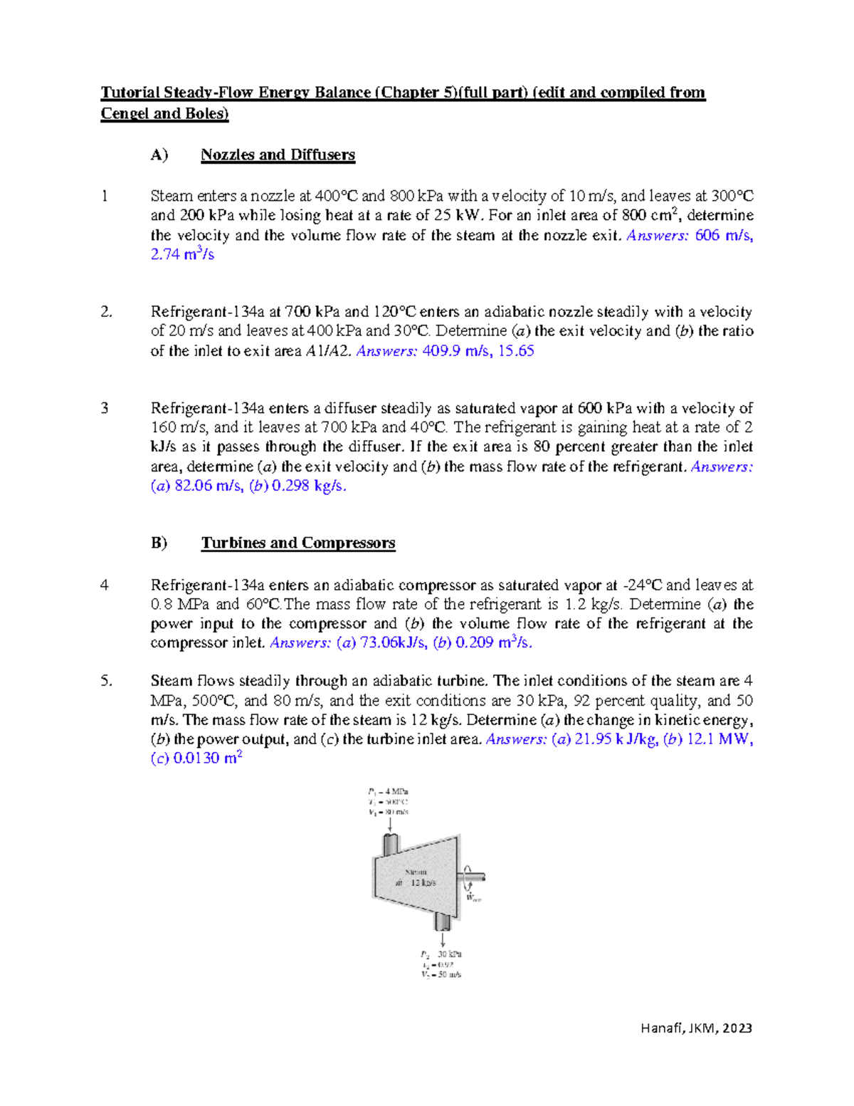 Tutorial thermo latest chapter 5 3 - Hanafi, JKM, 2023 Tutorial Steady ...