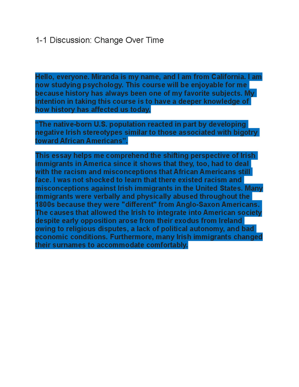 1-1 Discussion Change Over Time - 1-1 Discussion: Change Over Time ...