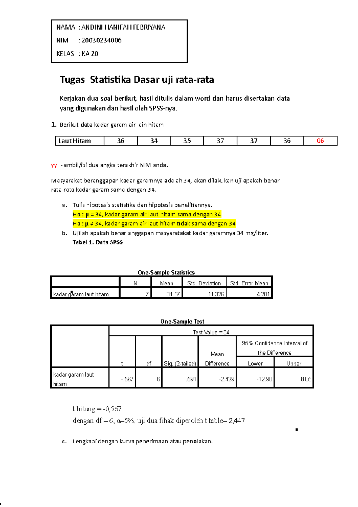 Tugas Statistika Dasar Kimia uji rata-rata - Tugas Statistika Dasar uji ...