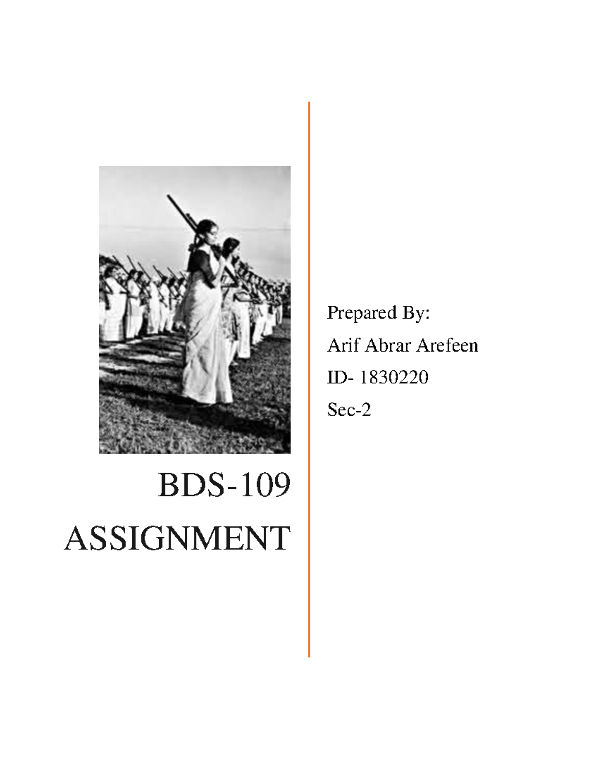 BDS109 Assignment-1 - book review assignment - BDS- ASSIGNMENT Prepared By: Arif Abrar Arefeen ...