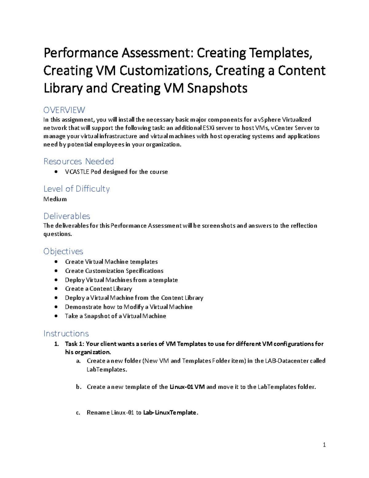 Performance Assessment- Creating Templates CIS253L - Performance ...