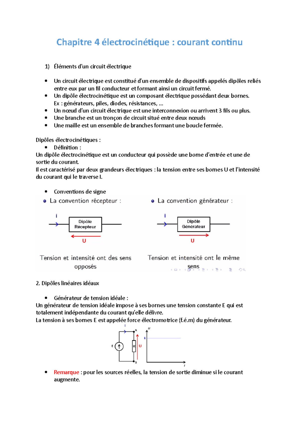 Electrocinétique chapitre 4 outils physiques - Chapitre 4 ...