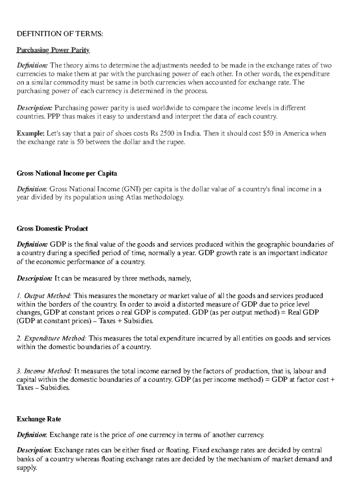 Econ - Definitions and examples - DEFINITION OF TERMS: Purchasing Power ...
