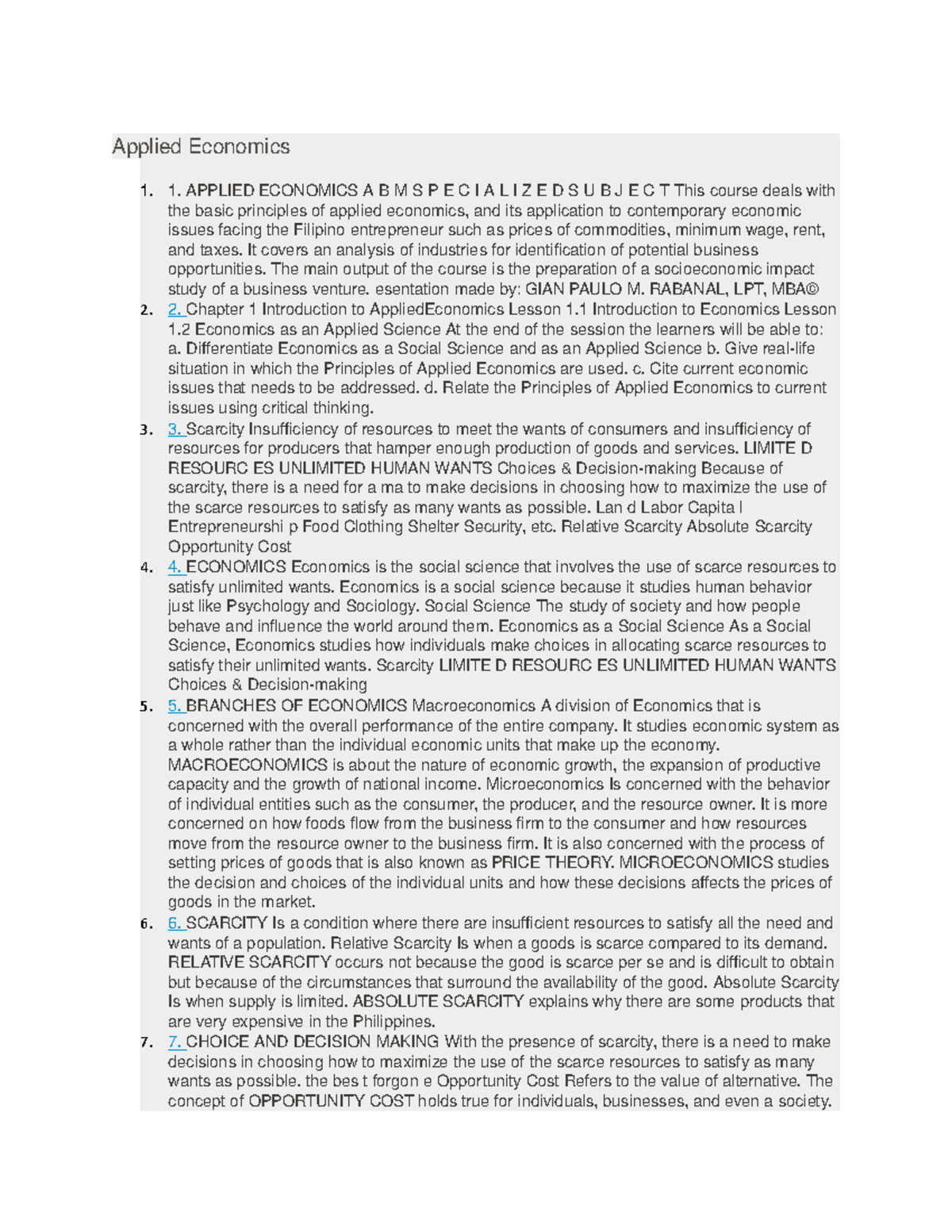 Applied Economics - Applied Economics APPLIED ECONOMICS A B M S P E C I ...