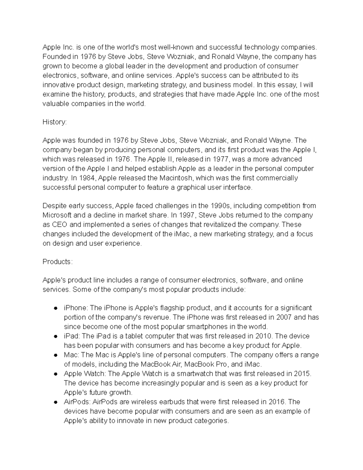 Studoc-4 - class notes - Apple Inc. is one of the world's most well ...