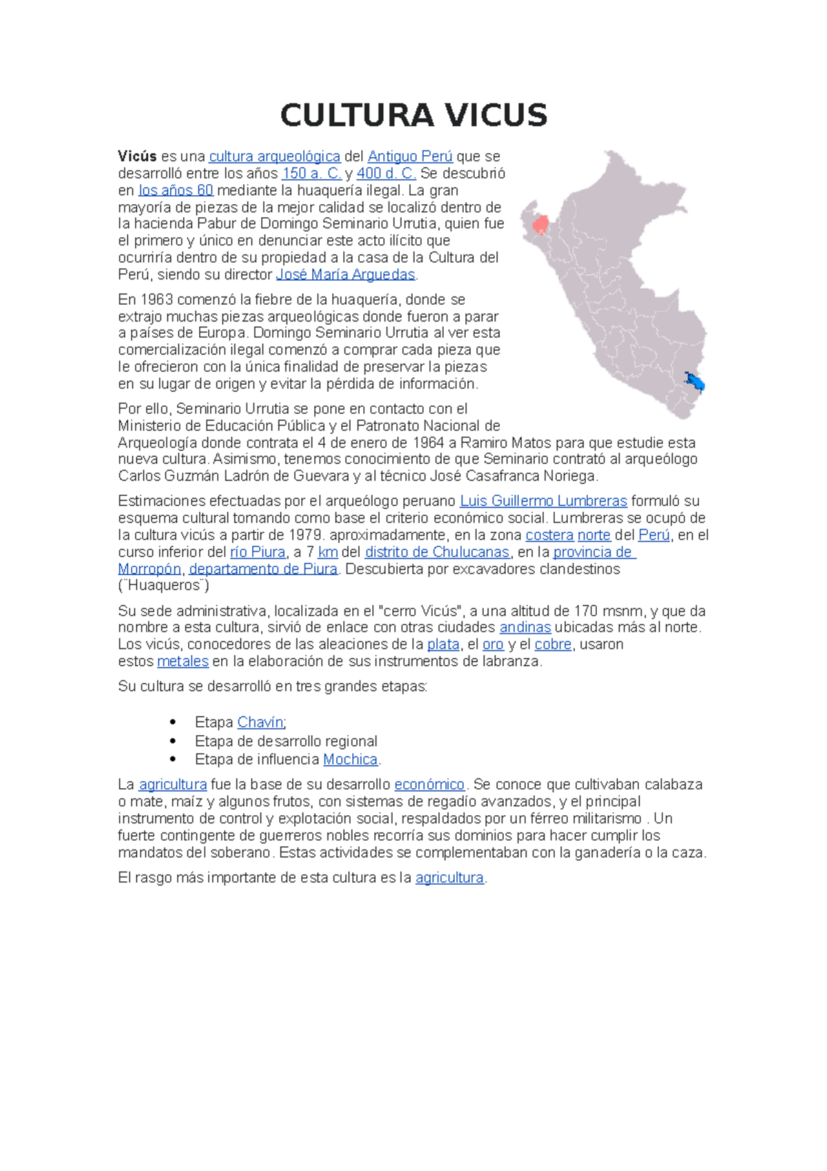 Cultura Vicus - Historia del perú - Historia del Peru - UCV - Studocu