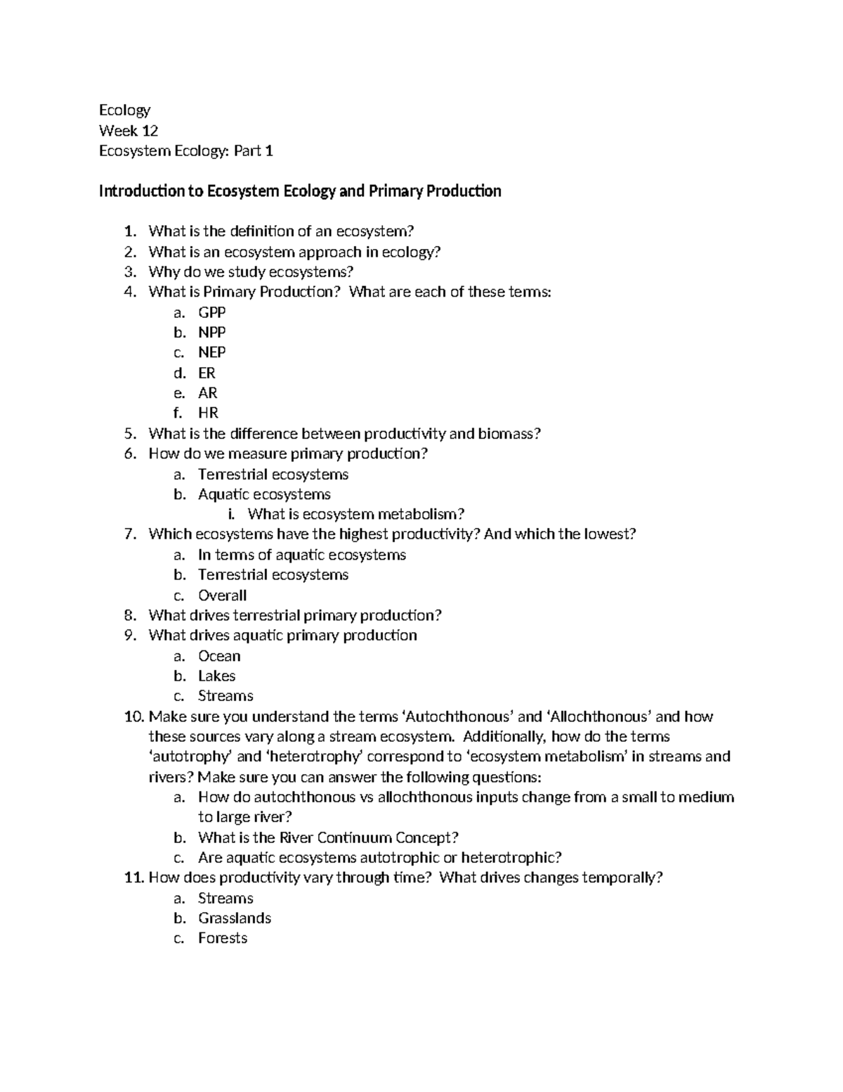 Week 12 Study Questions Ecosystem Ecology(1) - Tagged - Ecology Week 12 ...