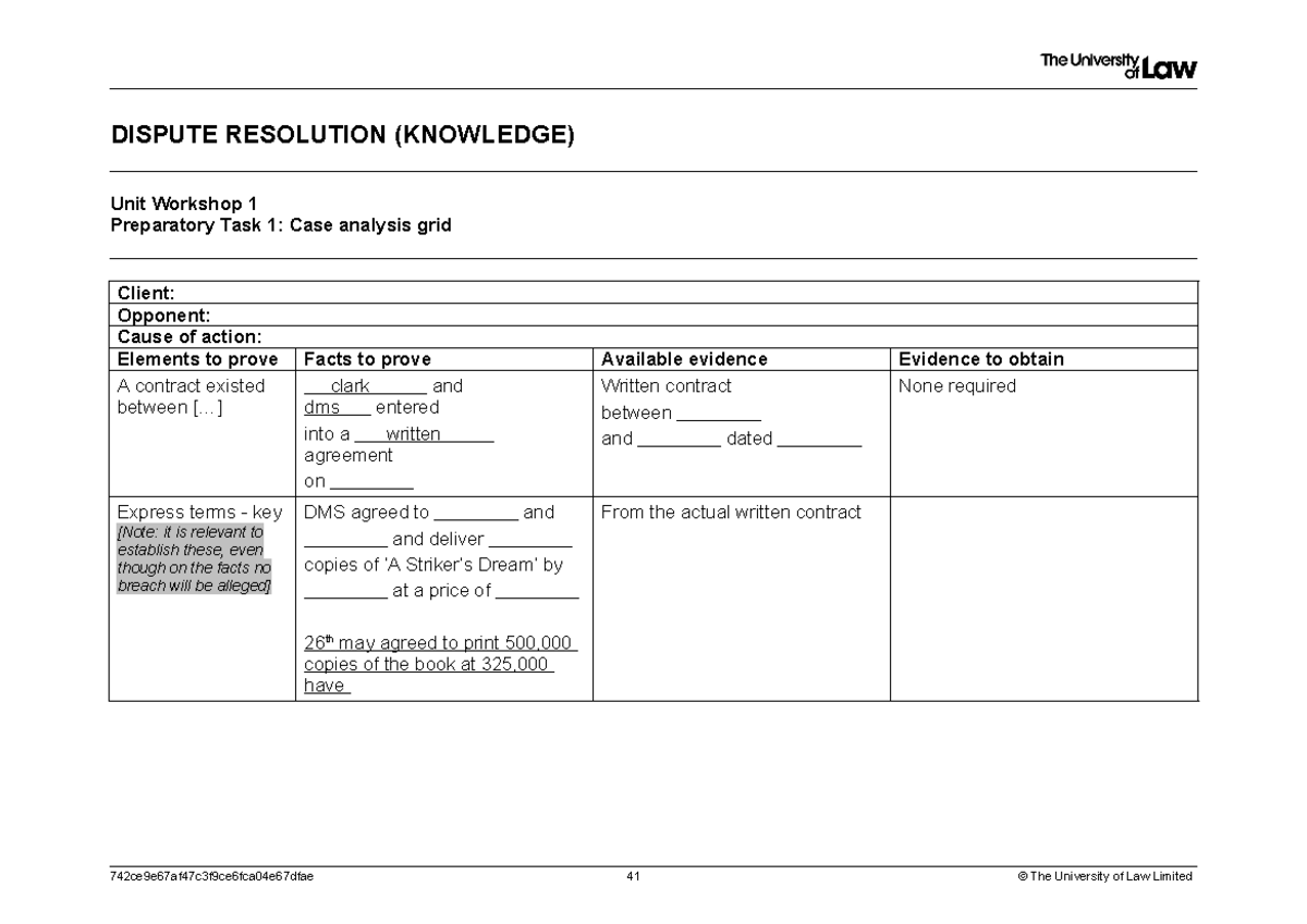 Ws1 chart dispute resolution - DISPUTE RESOLUTION (KNOWLEDGE) Unit ...