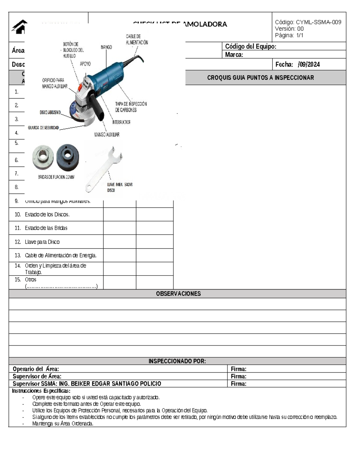 Check list moladora - material academico - CHECK LIST DE AMOLADORA ...