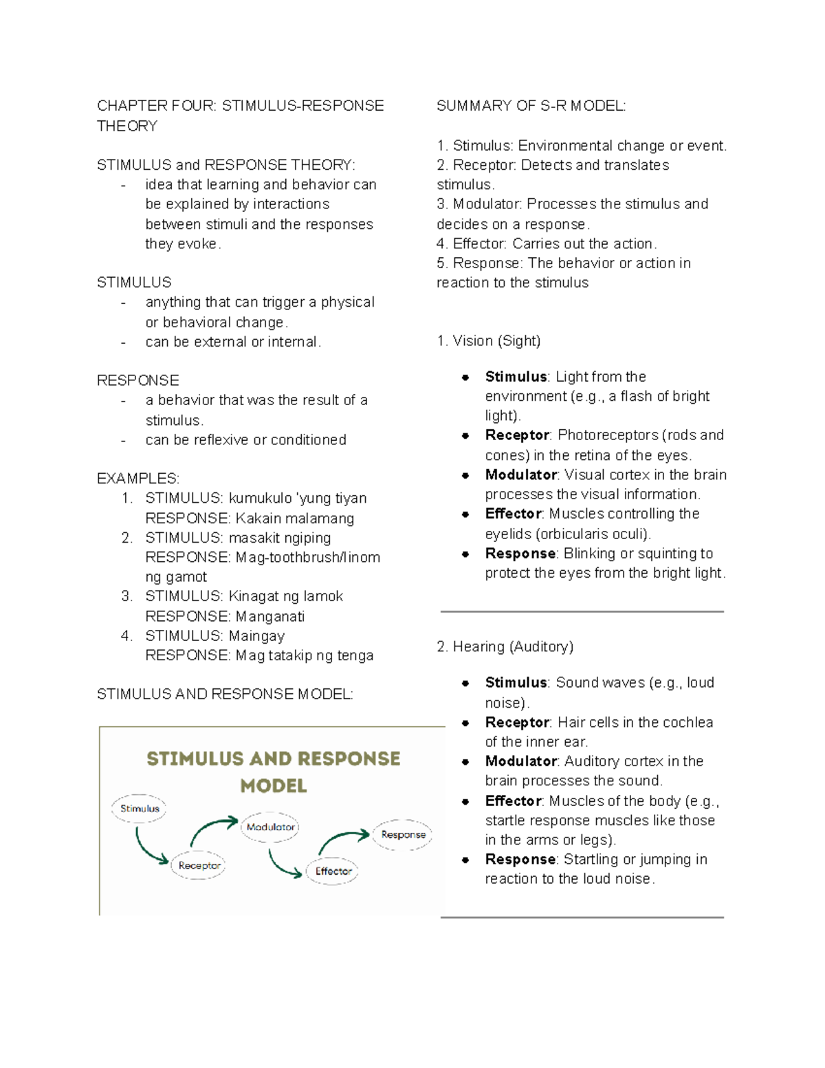 Chapter FOUR Stimulus- Response Theory - CHAPTER FOUR: STIMULUS ...