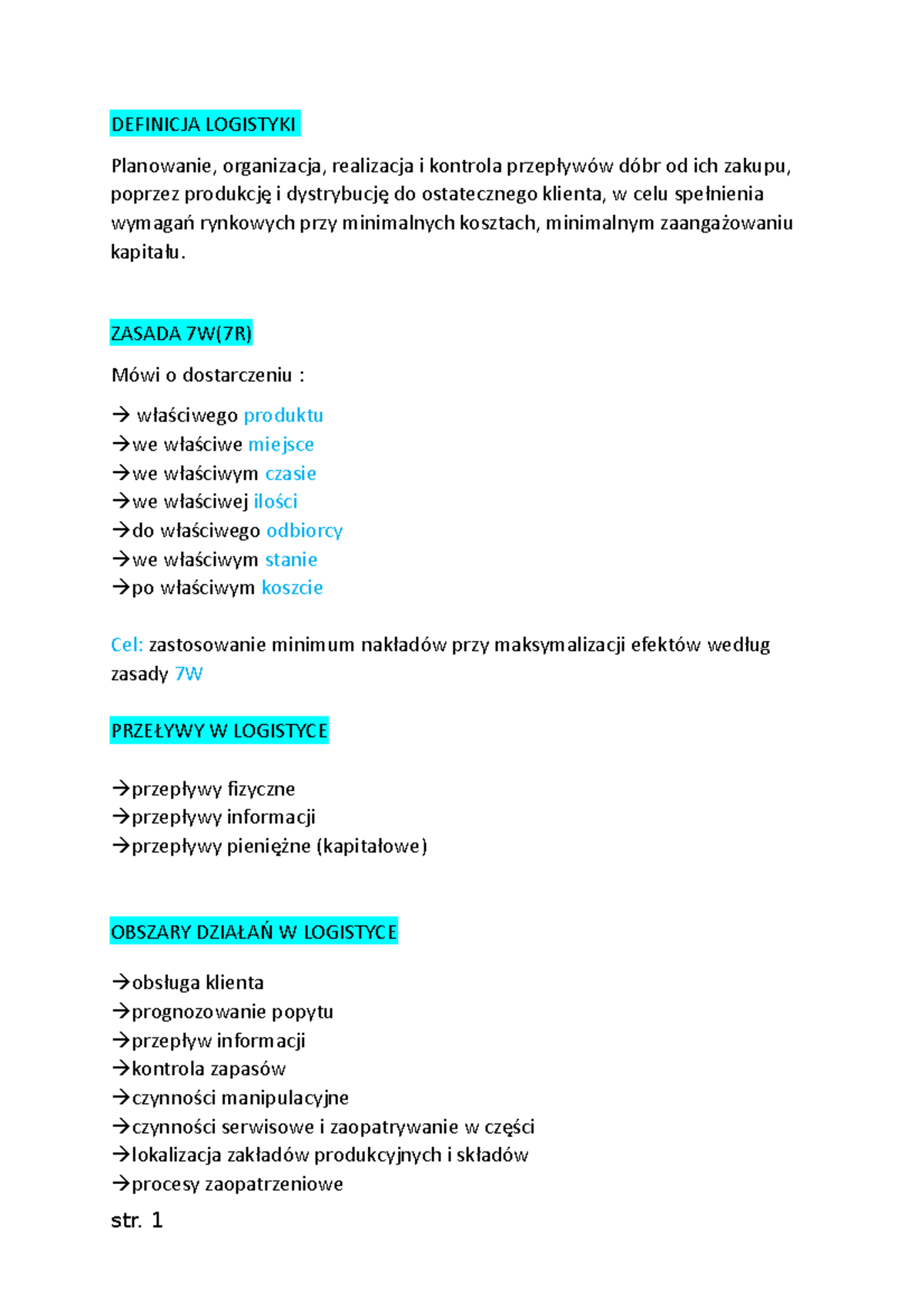 Logistyka i zarządznie łańcuchem dostaw notatki na sesje - DEFINICJA LOGISTYKI Planowanie, - Studocu