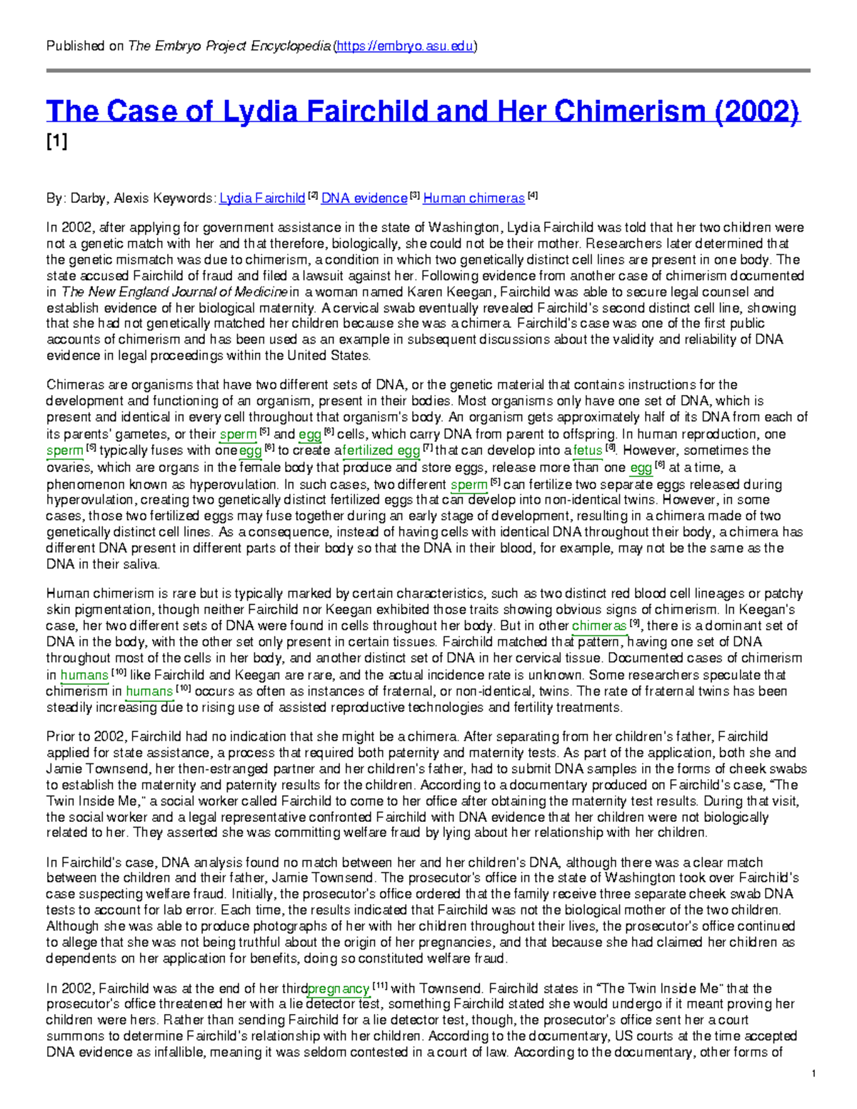 The embryo project encyclopedia - the case of lydia fairchild and her ...