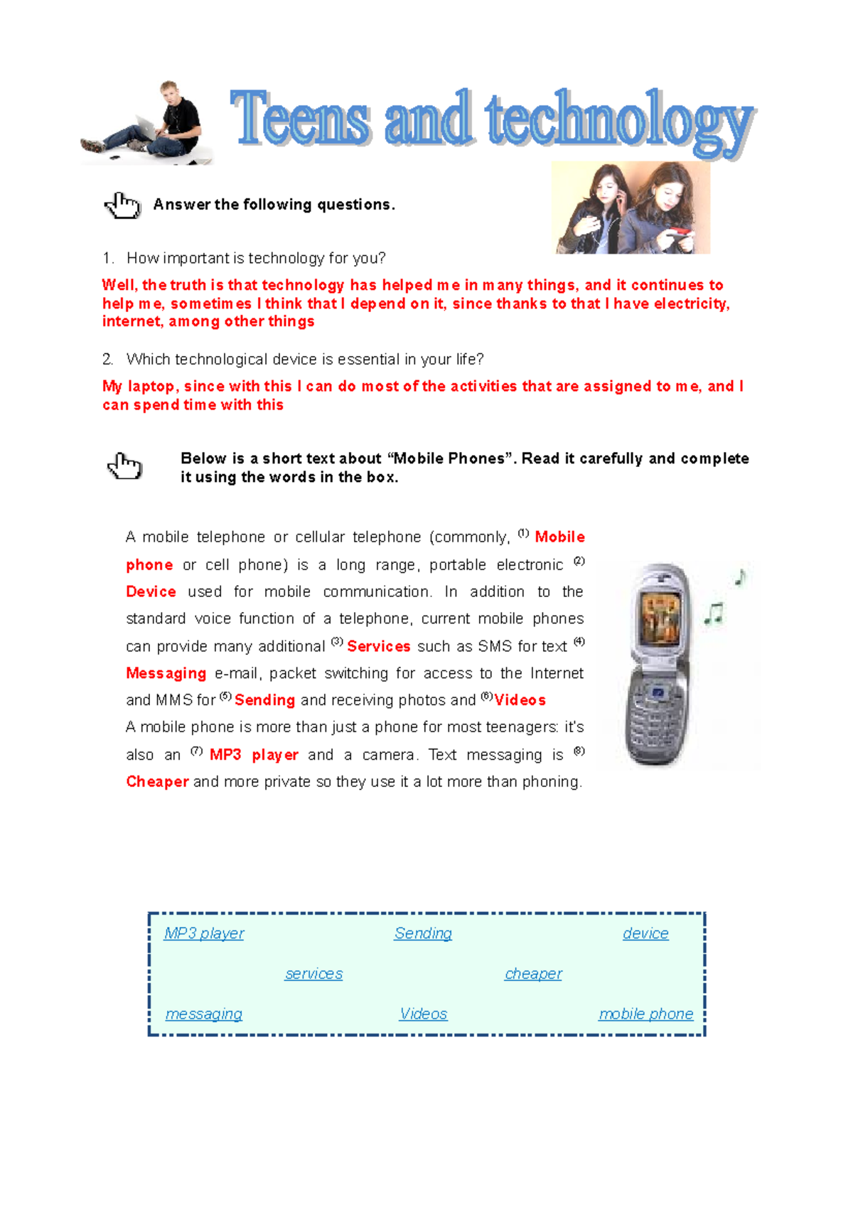 technology exercise activity - Answer the following questions. How ...