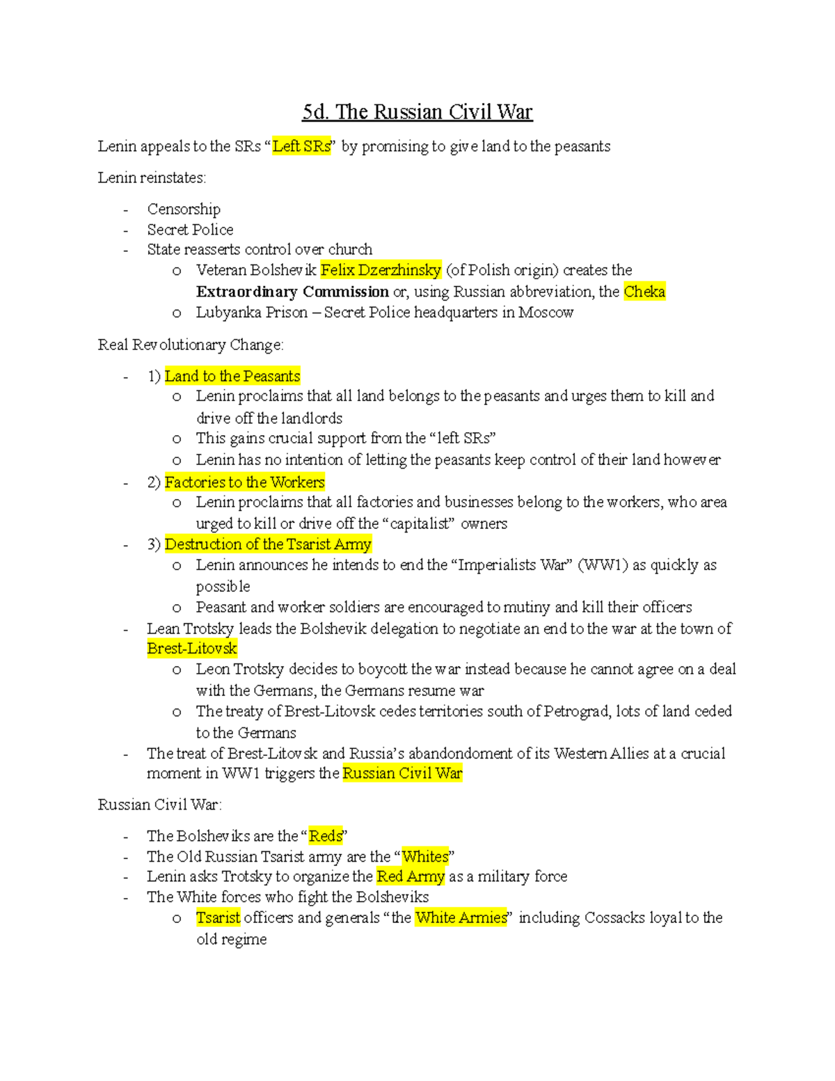 5d. The Russian Civil War - 5d. The Russian Civil War Lenin appeals to ...