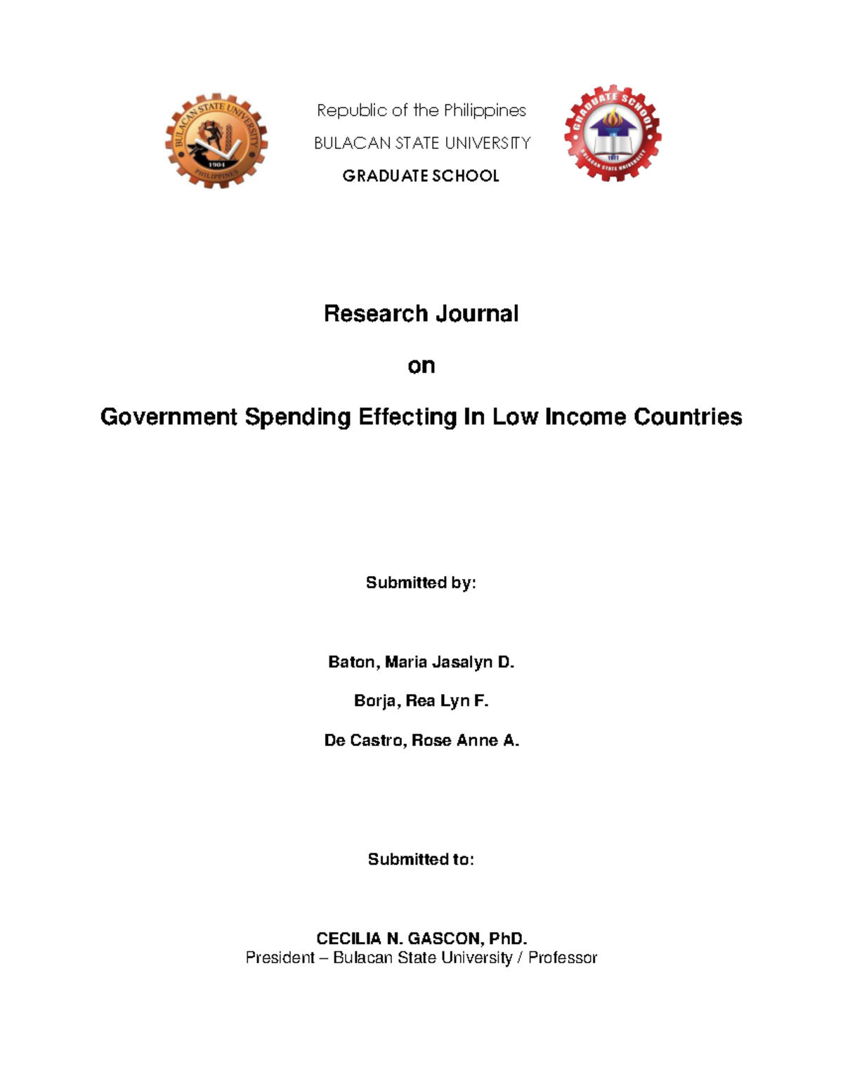 Group 2 Research Journal - Republic of the Philippines BULACAN STATE ...