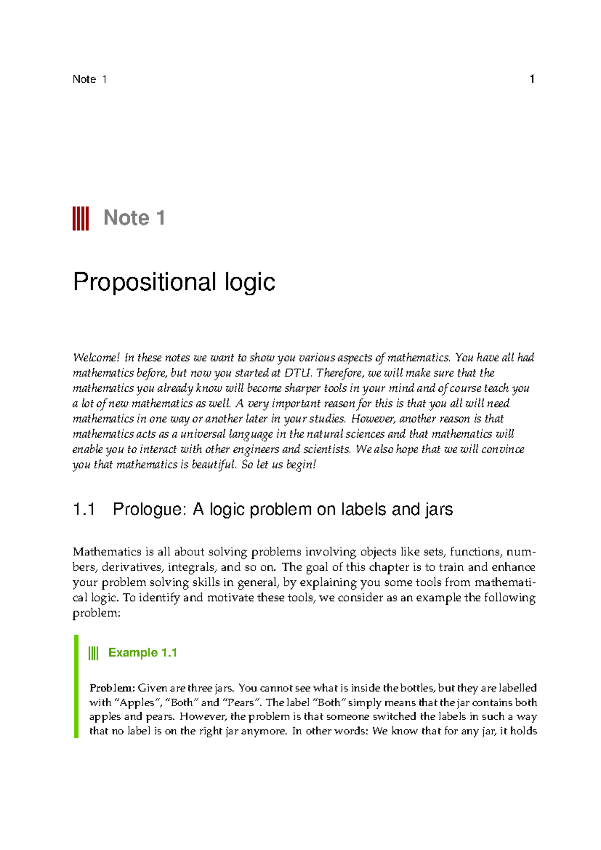 01 logic - Note 1 1 Note 1 Propositional logic Welcome! In these notes ...