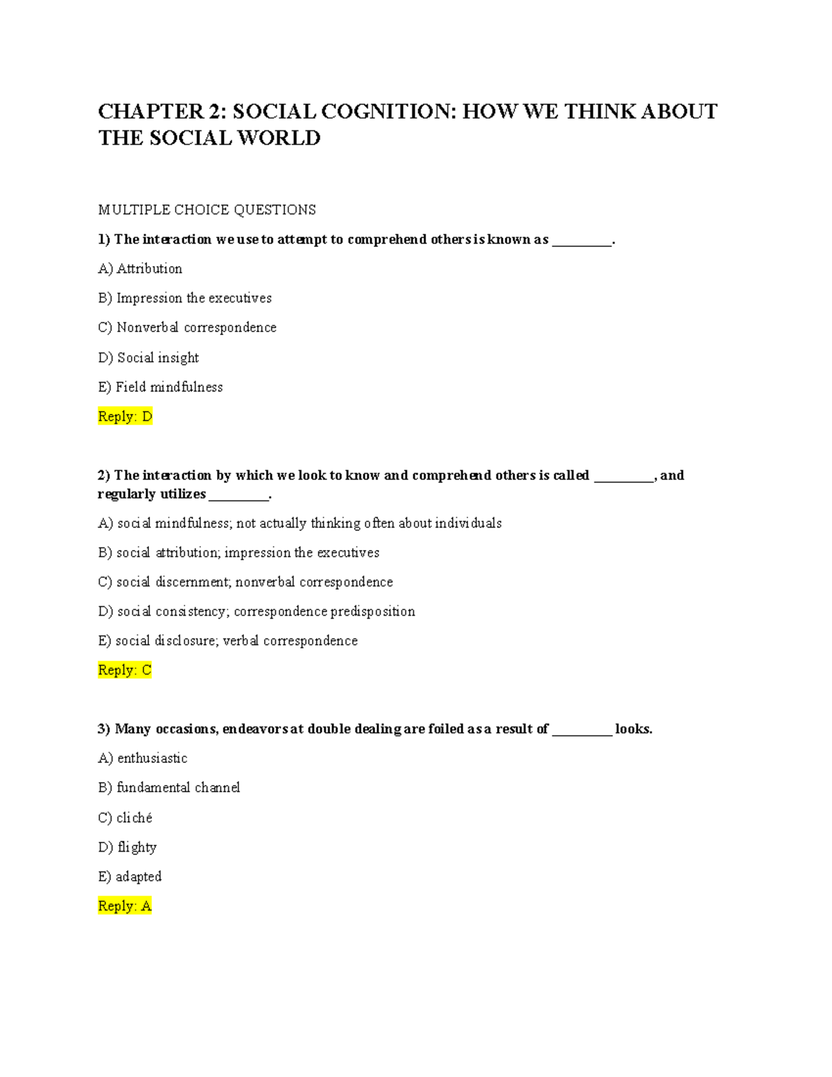 Chapter 2 Social Cognition How we think About the Social World ...